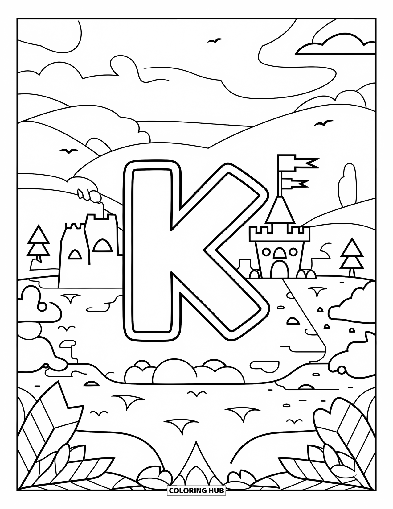 105+ Letter K Coloring Pages for Kids & Adults (Free Printable PDFs)
