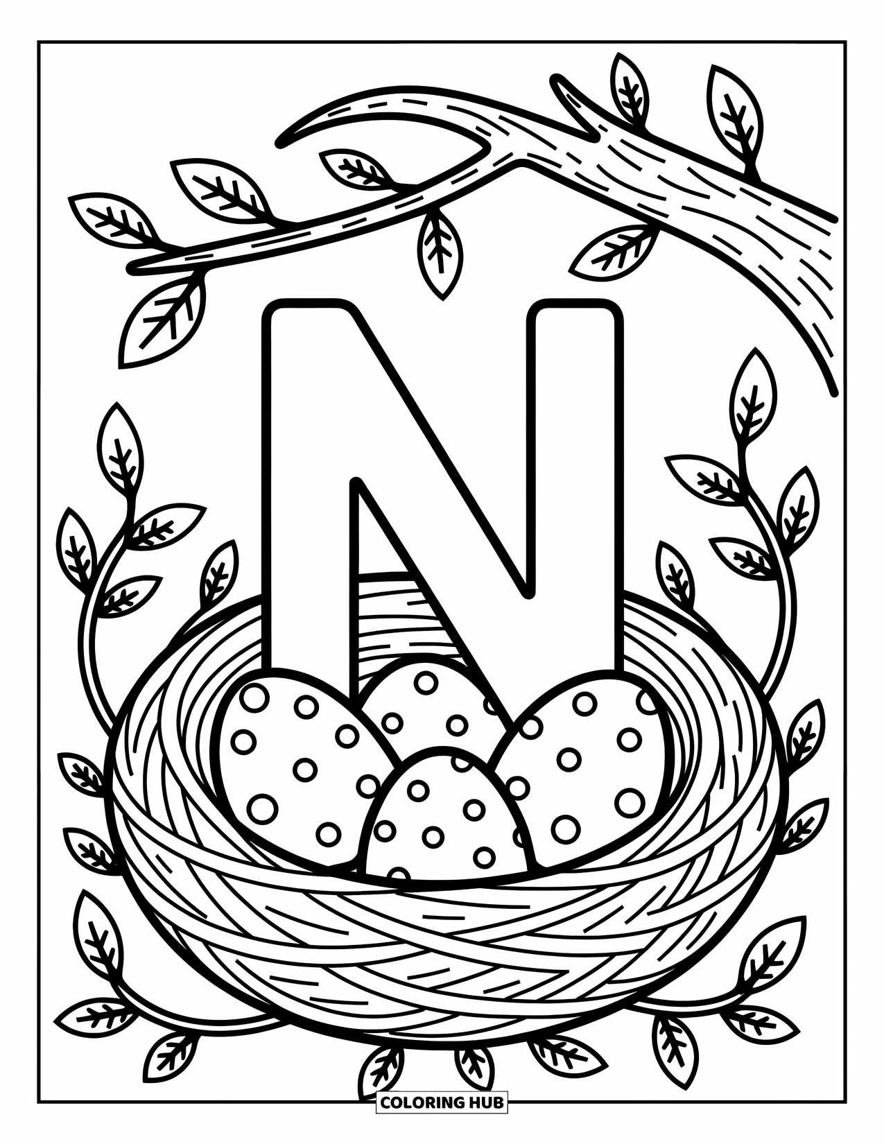 90+ Letter N Coloring Pages for Kids & Adults (Free Printable PDFs)