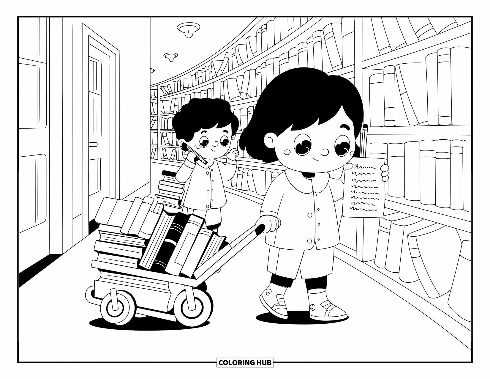 130+ Library Coloring Pages for Kids & Adults (Free Printable PDFs)