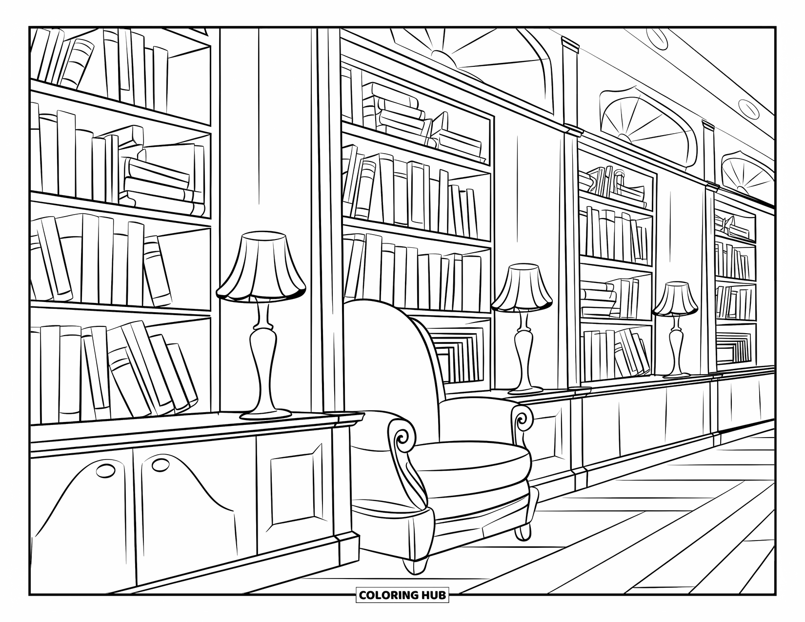 130+ Library Coloring Pages for Kids & Adults (Free Printable PDFs)