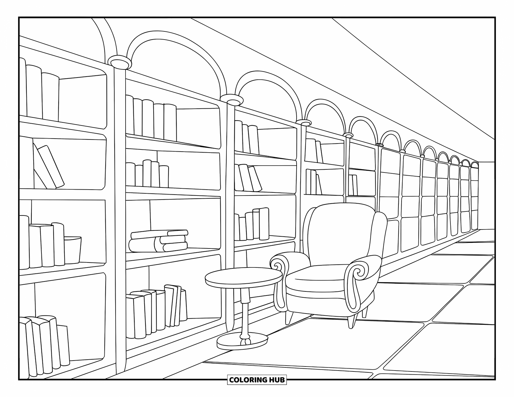 130+ Library Coloring Pages for Kids & Adults (Free Printable PDFs)