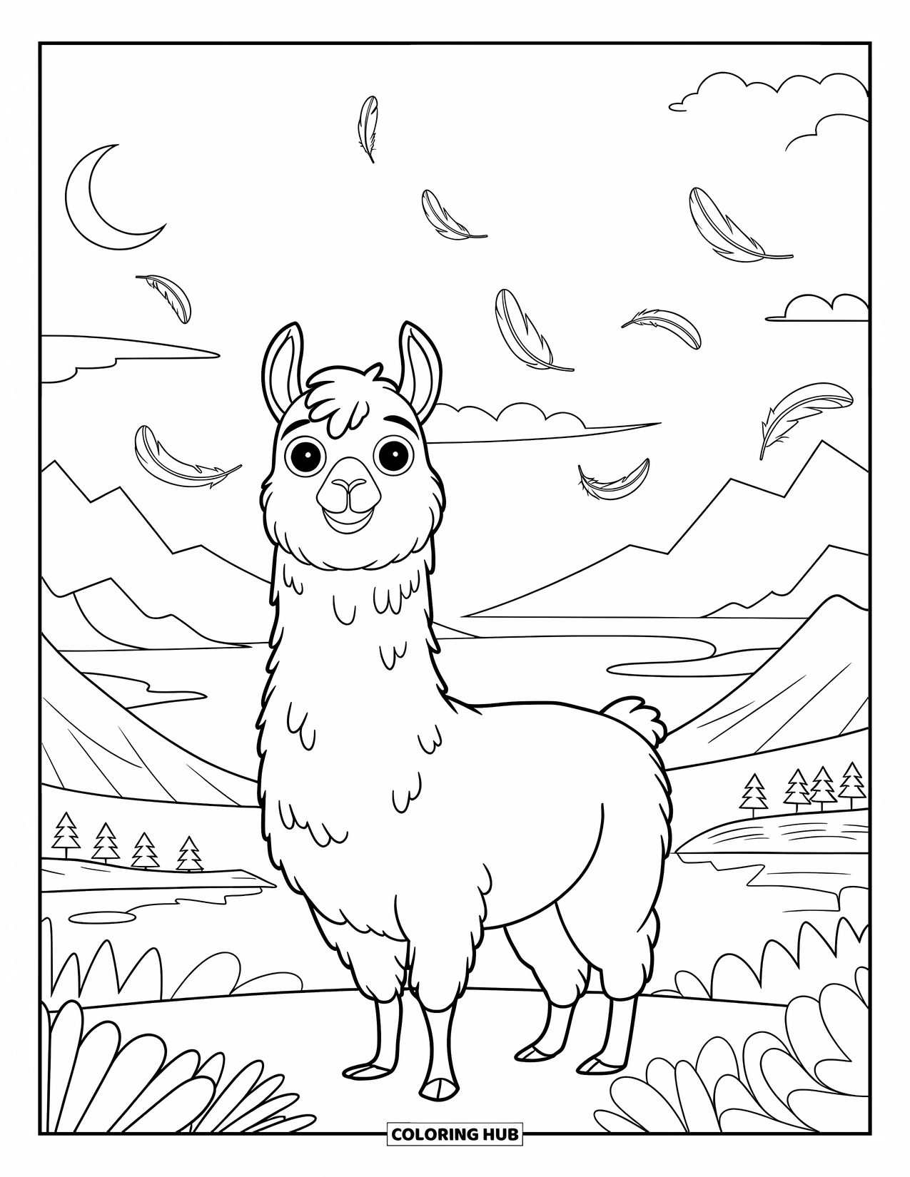 95+ Llama Coloring Pages for Kids & Adults (Free Printable PDFs)