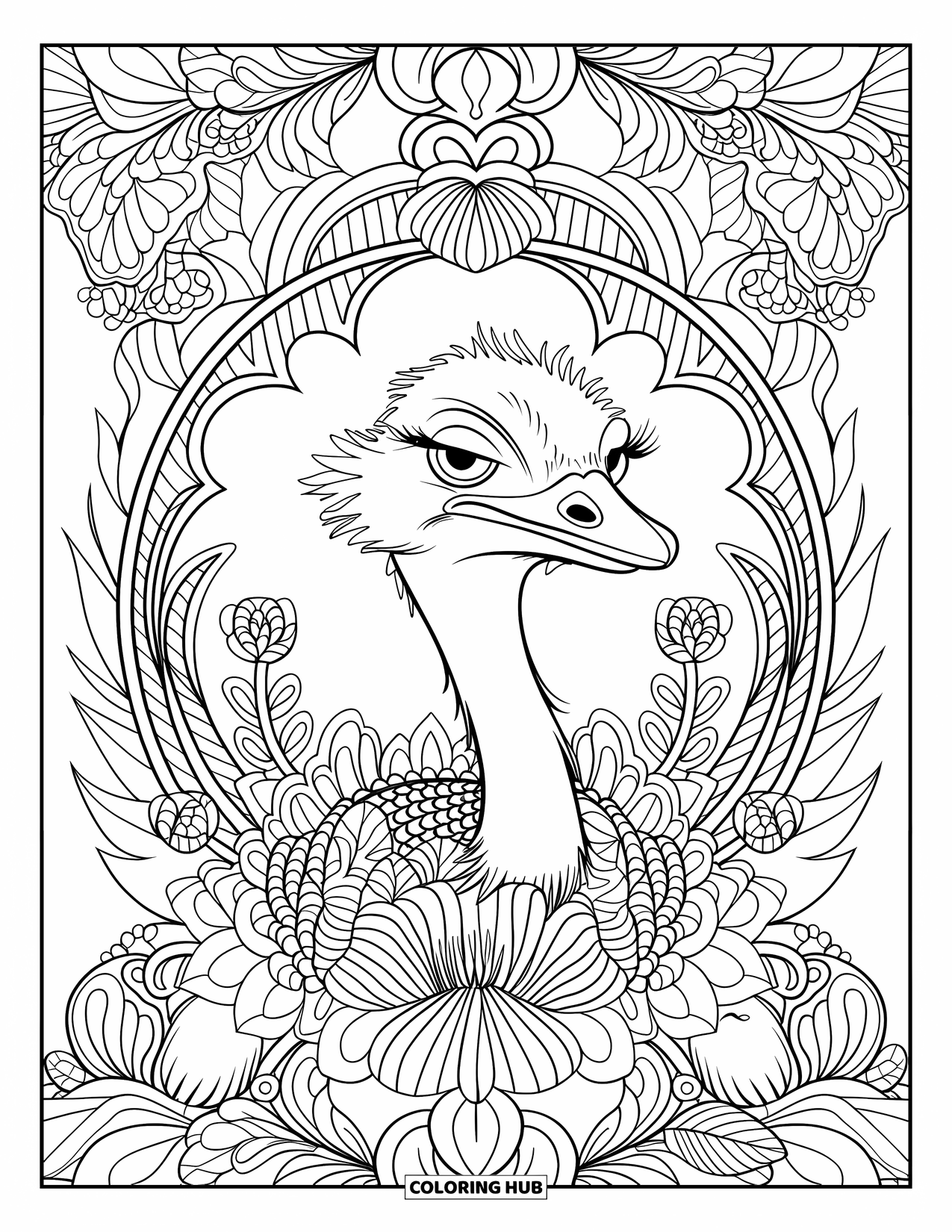 85+ Ostrich Coloring Pages for Kids & Adults (Free Printable PDFs)