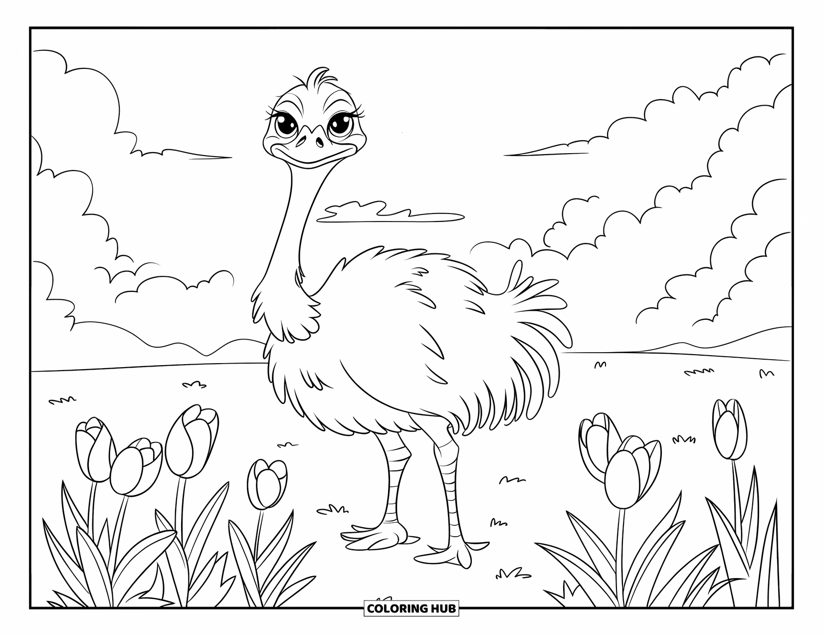 85+ Ostrich Coloring Pages for Kids & Adults (Free Printable PDFs)