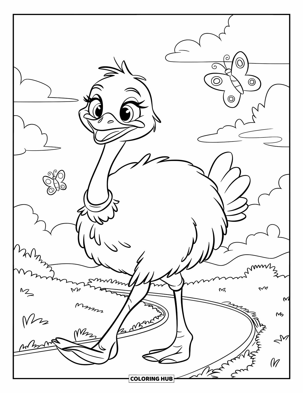 85+ Ostrich Coloring Pages for Kids & Adults (Free Printable PDFs)