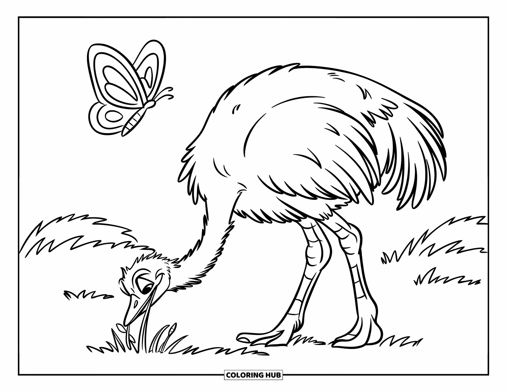 85+ Ostrich Coloring Pages for Kids & Adults (Free Printable PDFs)