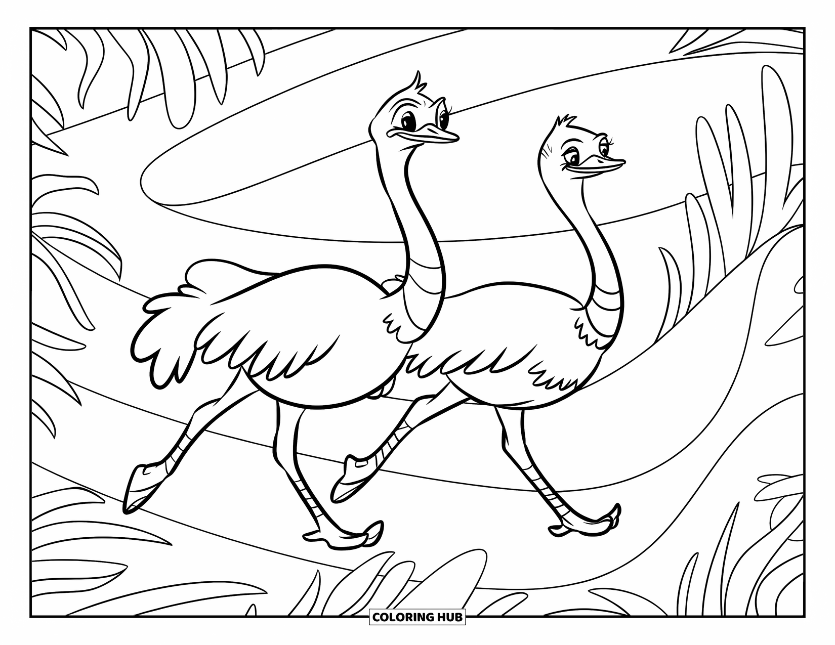 85+ Ostrich Coloring Pages for Kids & Adults (Free Printable PDFs)
