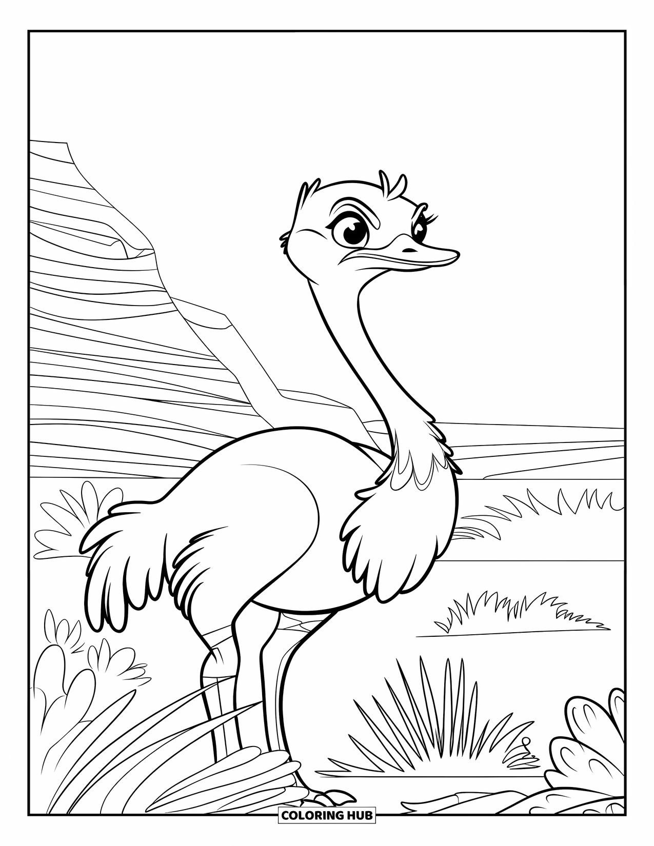 85+ Ostrich Coloring Pages for Kids & Adults (Free Printable PDFs)