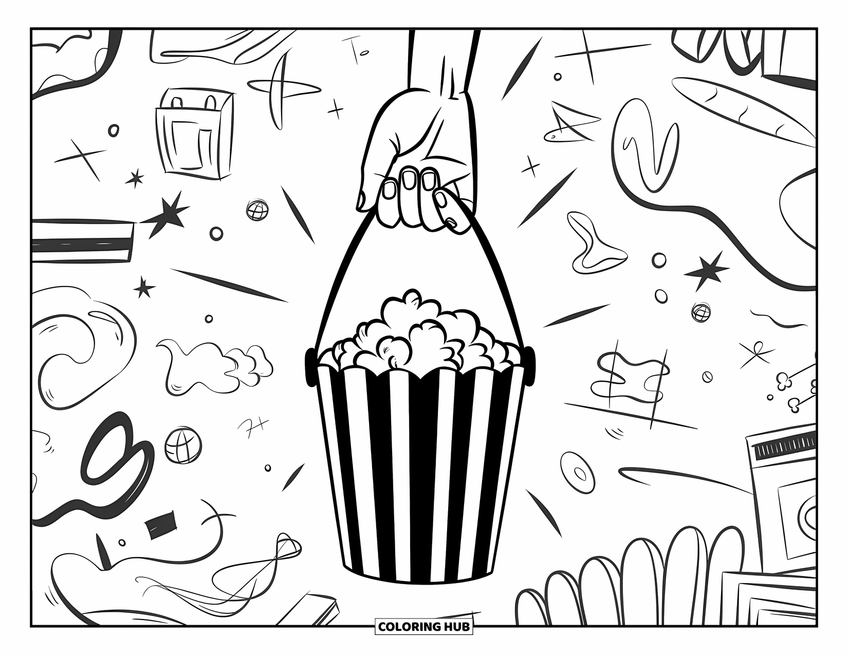 75+ Popcorn Coloring Pages for Kids & Adults (Free Printable PDFs)