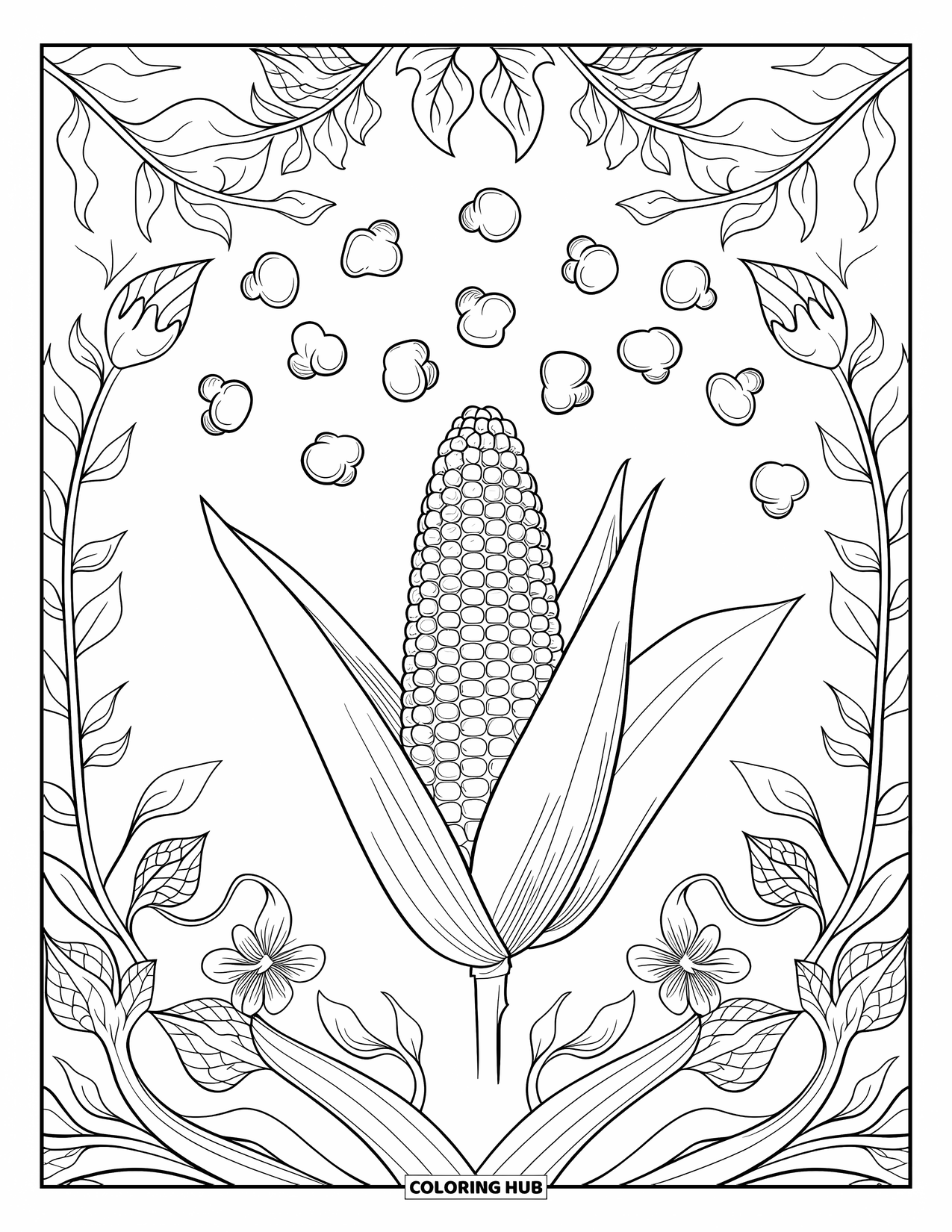 Popcorn Coloring Kernel Pages Preschool Drawing Color Printable Kids ...