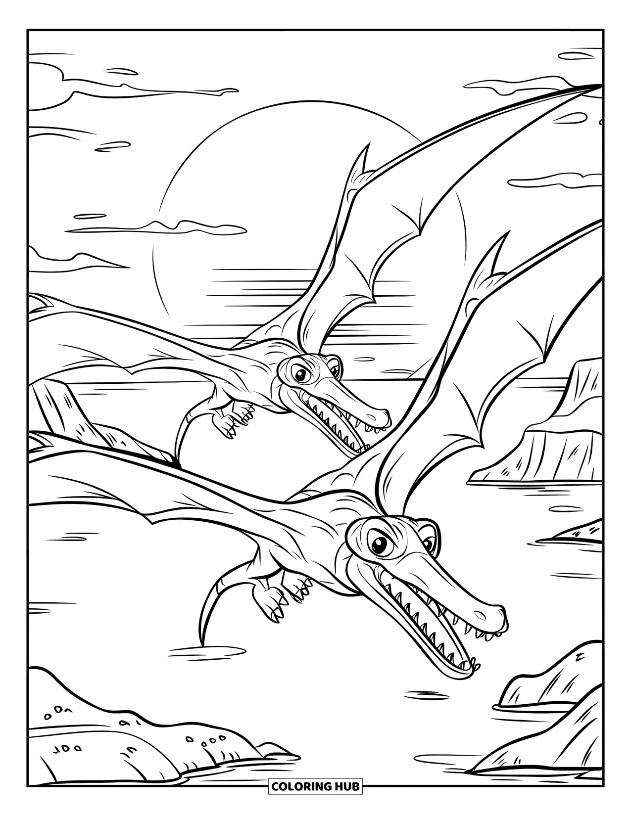 50+ Pterodactyl Coloring Pages for Kids & Adults (Free Printable PDFs)