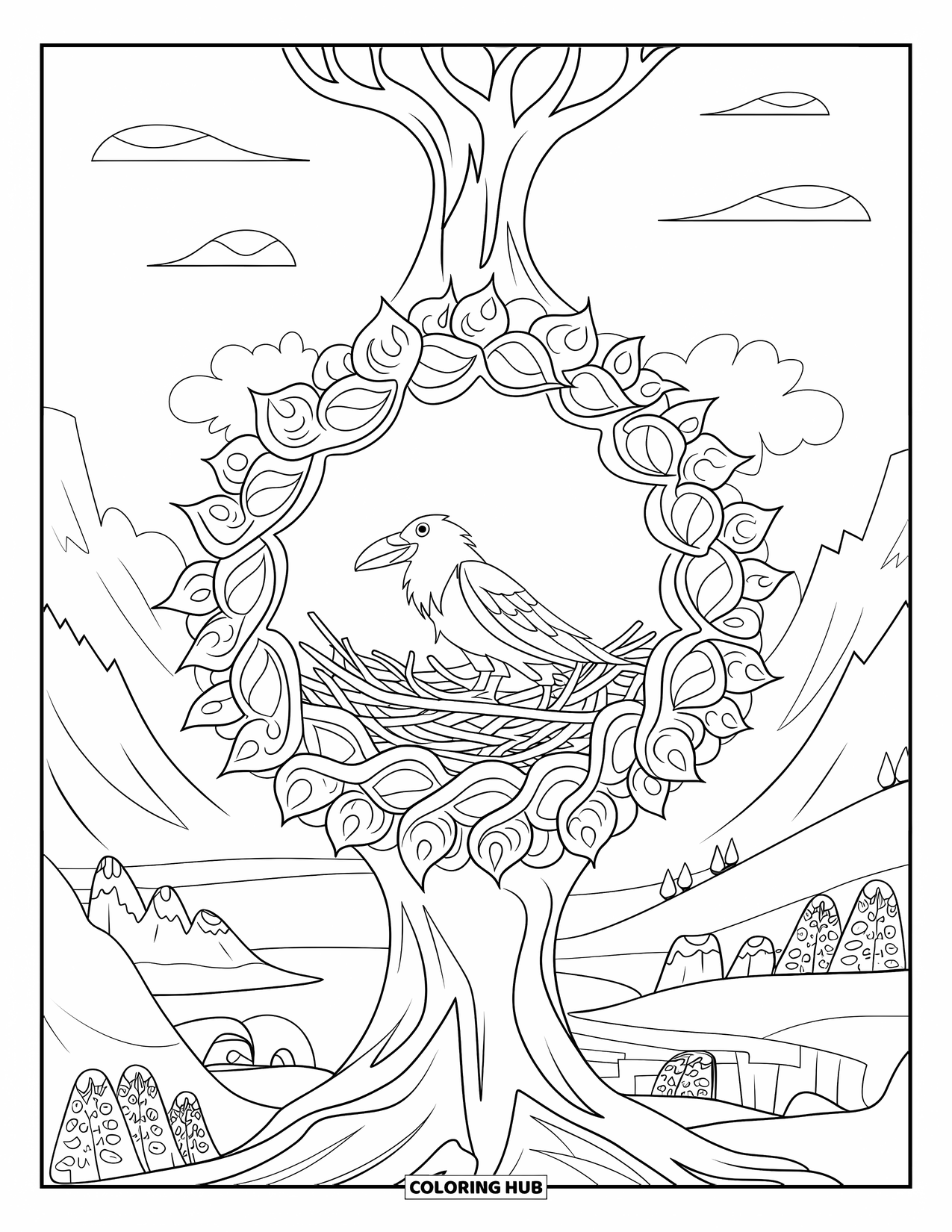 90+ Raven Coloring Pages for Kids & Adults (Free Printable PDFs)