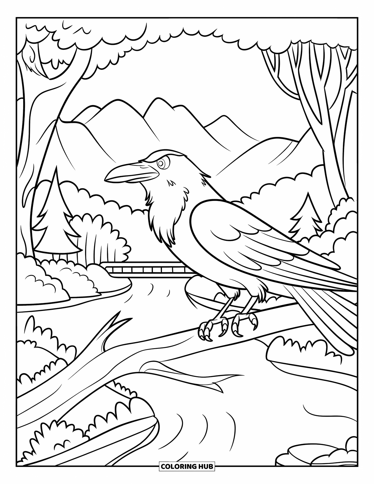 90+ Raven Coloring Pages for Kids & Adults (Free Printable PDFs)
