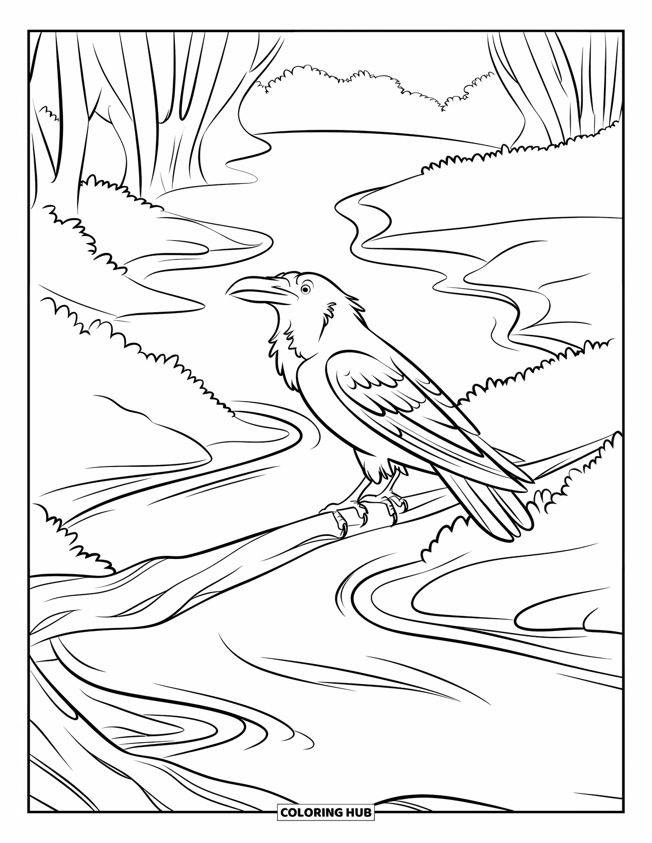 90+ Raven Coloring Pages for Kids & Adults (Free Printable PDFs)