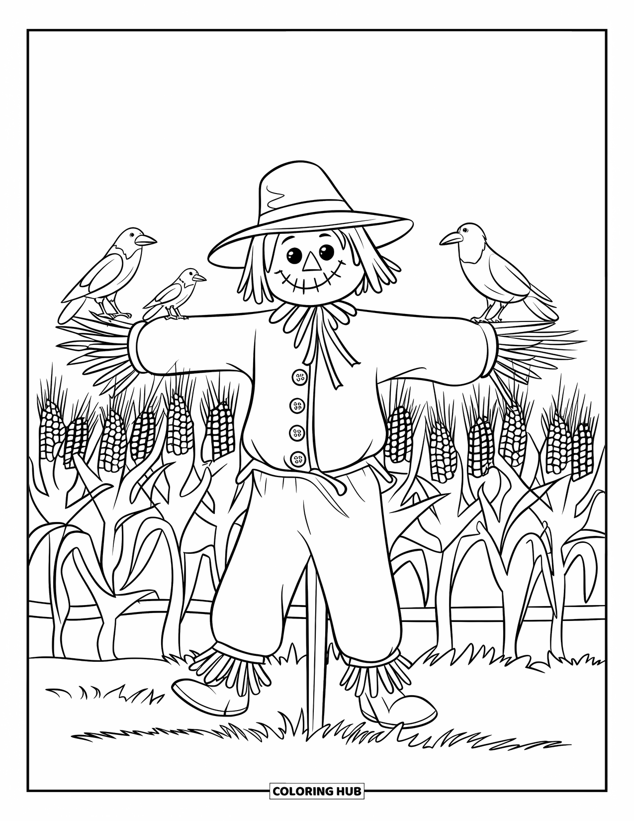 90+ Scarecrow Coloring Pages for Kids & Adults (Free Printable PDFs)