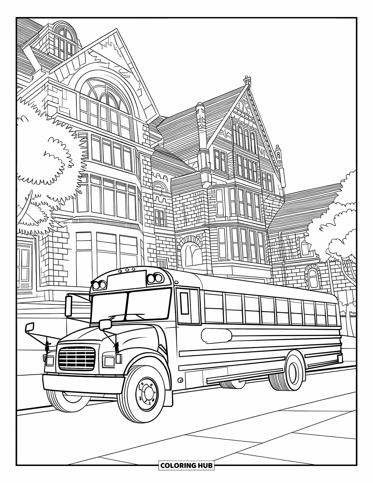 65+ School Bus Coloring Pages for Kids & Adults (Free Printable PDFs)