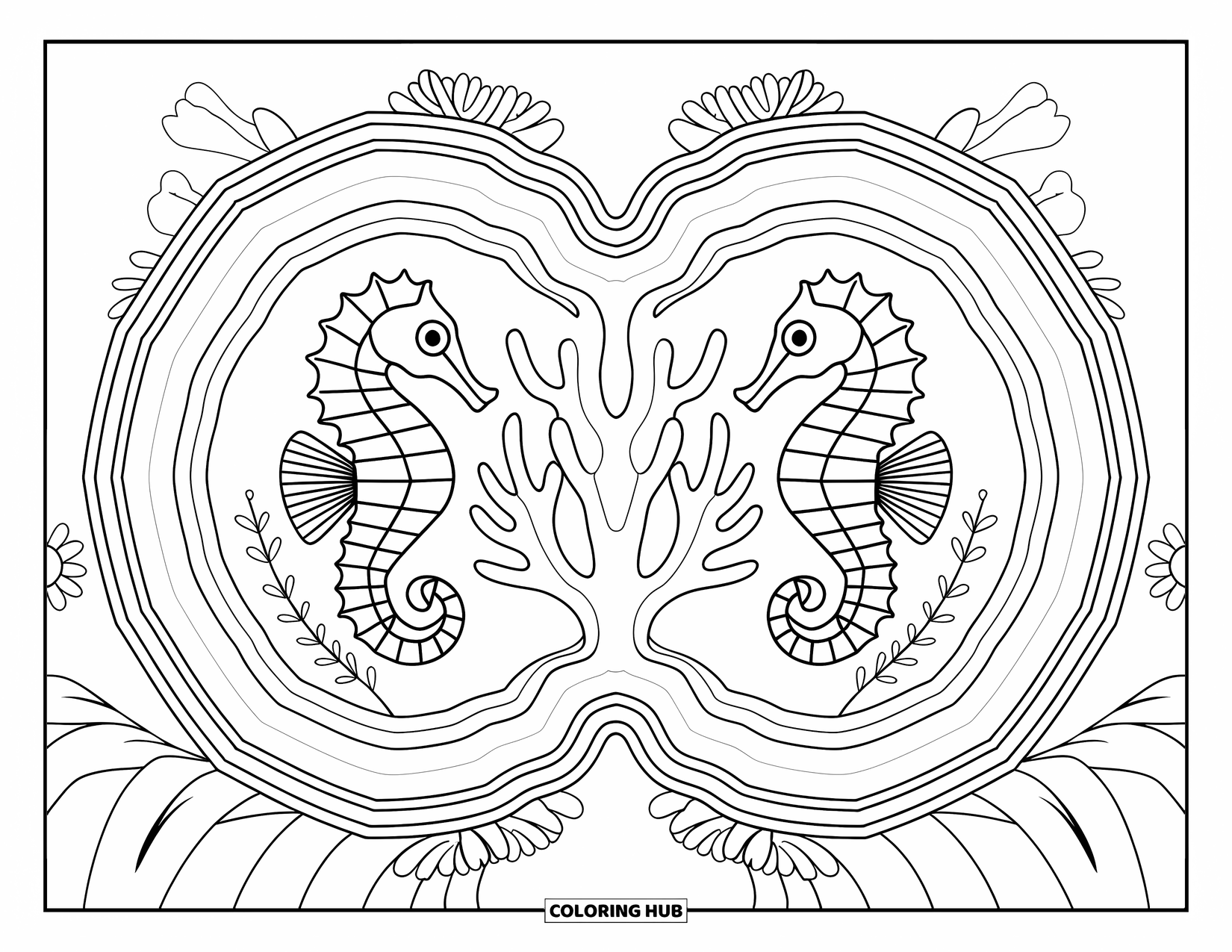 90+ Seahorse Coloring Pages for Kids & Adults (Free Printable PDFs)