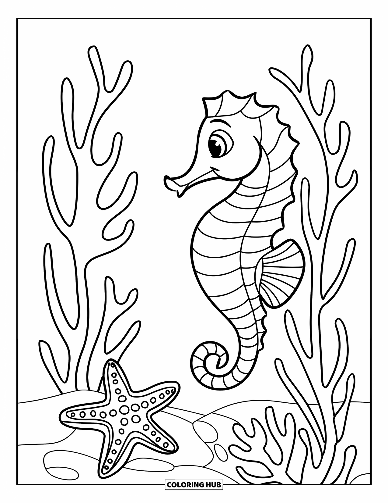 90+ Seahorse Coloring Pages for Kids & Adults (Free Printable PDFs)