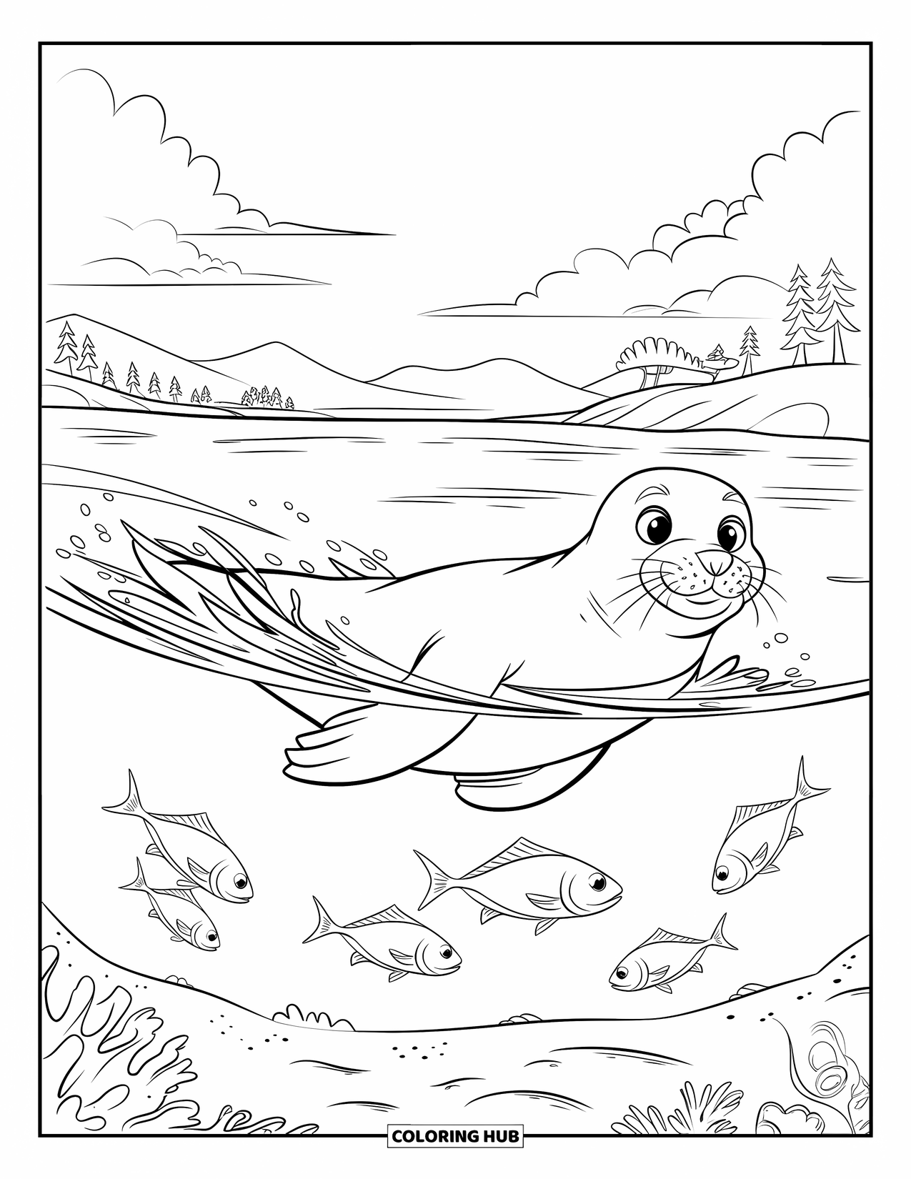 75+ Seal Coloring Pages for Kids & Adults (Free Printable PDFs)
