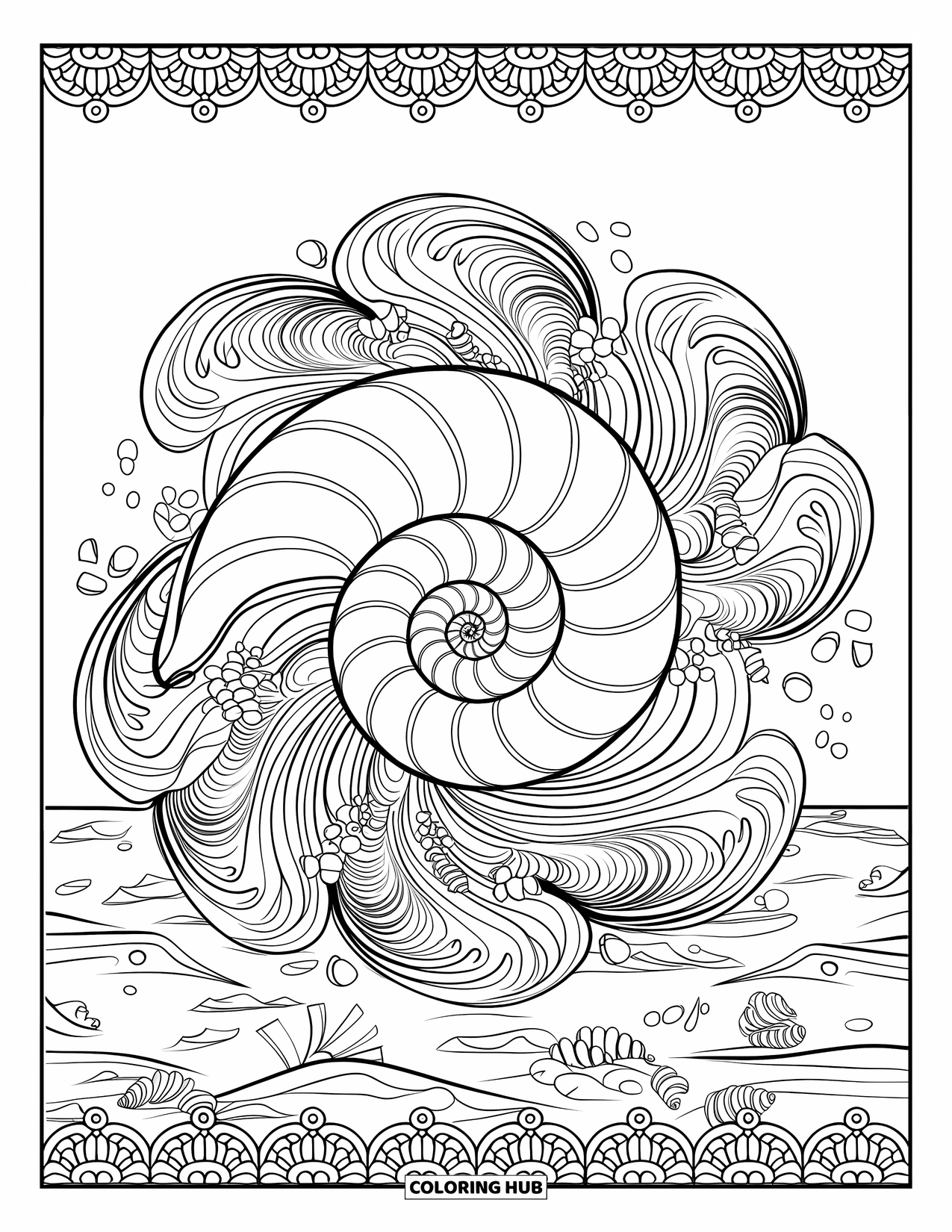 75+ Seashell Coloring Pages for Kids & Adults (Free Printable PDFs)
