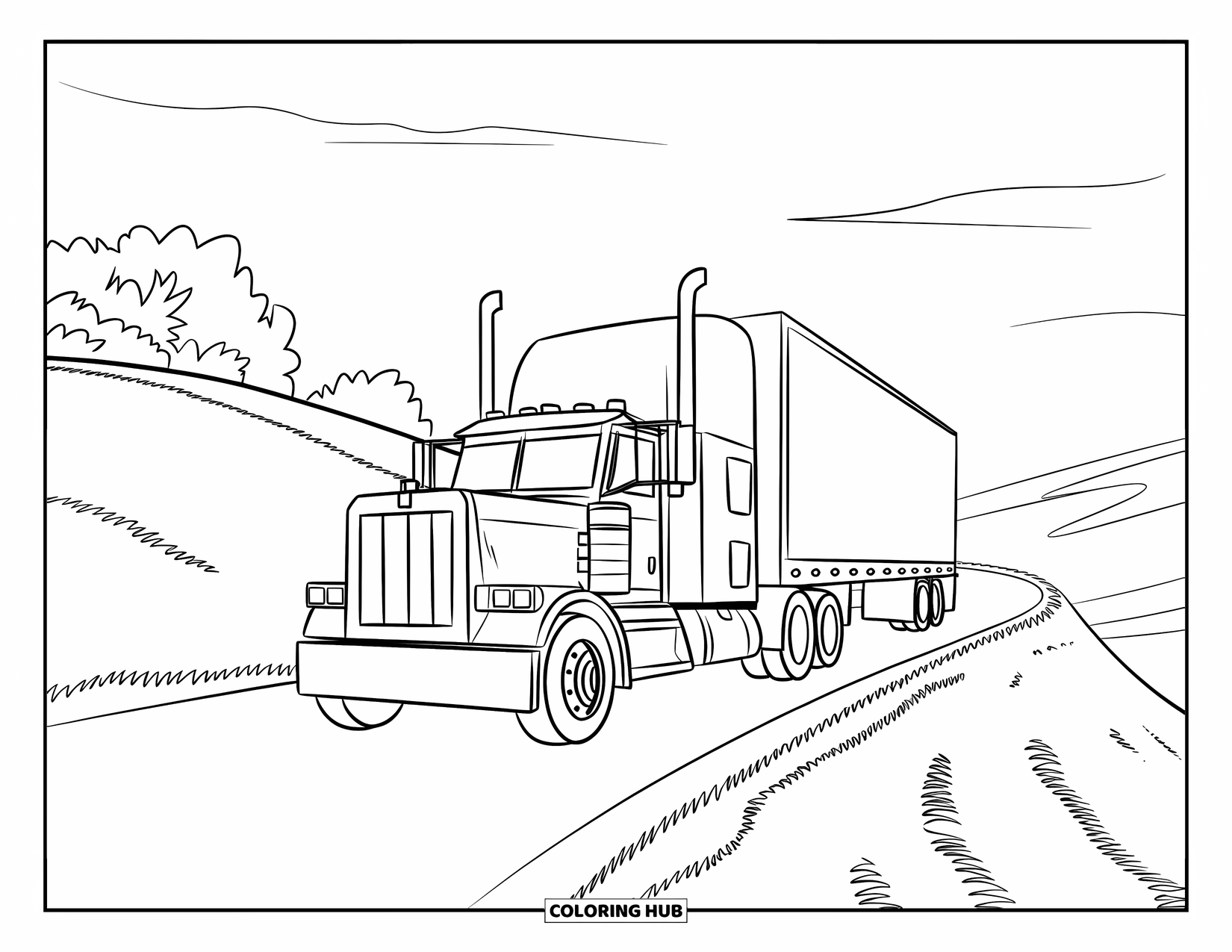 80+ Semi Truck Coloring Pages for Kids & Adults (Free Printable PDFs)