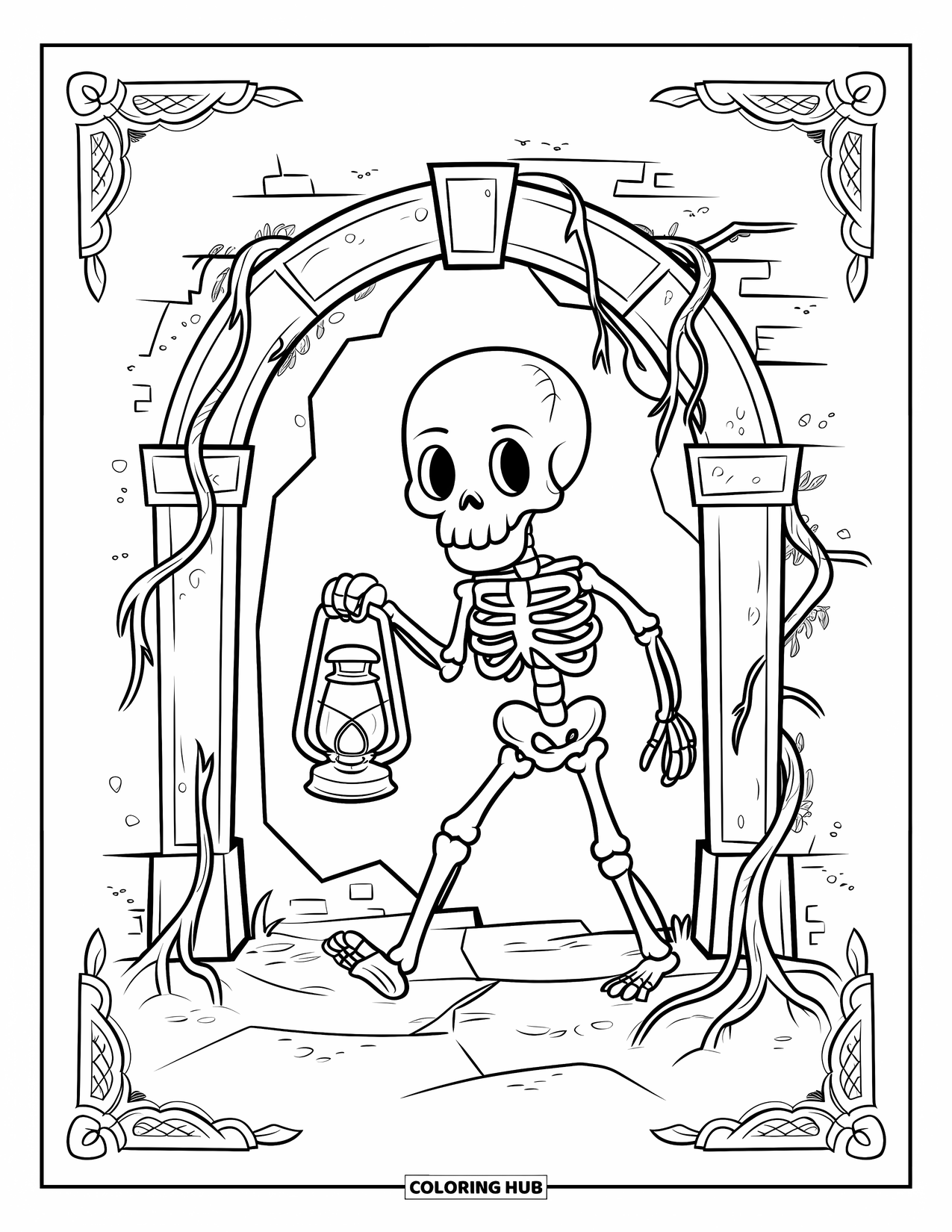 75+ Skeleton Coloring Pages for Kids & Adults (Free Printable PDFs)