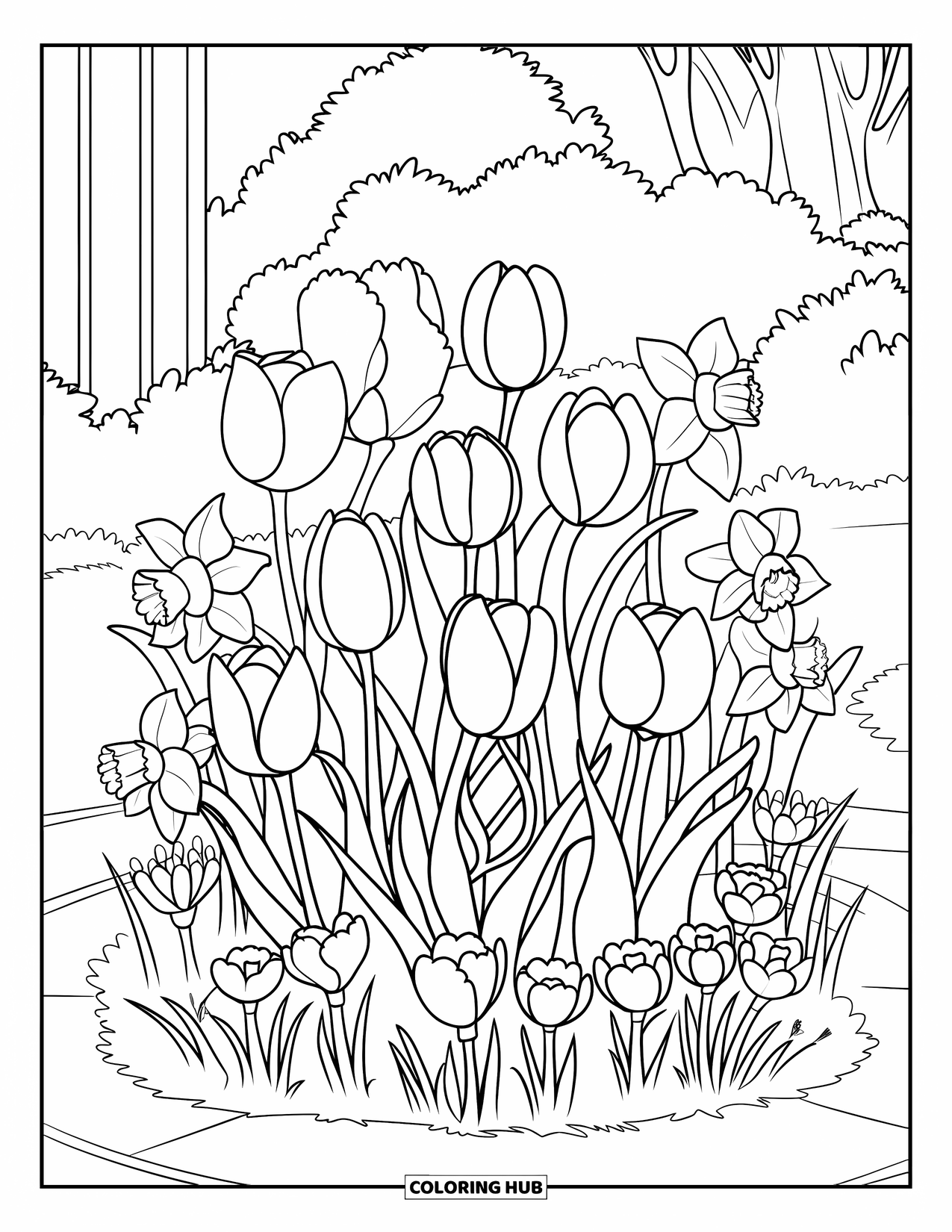 110+ Spring Flowers Coloring Pages for Kids & Adults (Free Printable PDFs)