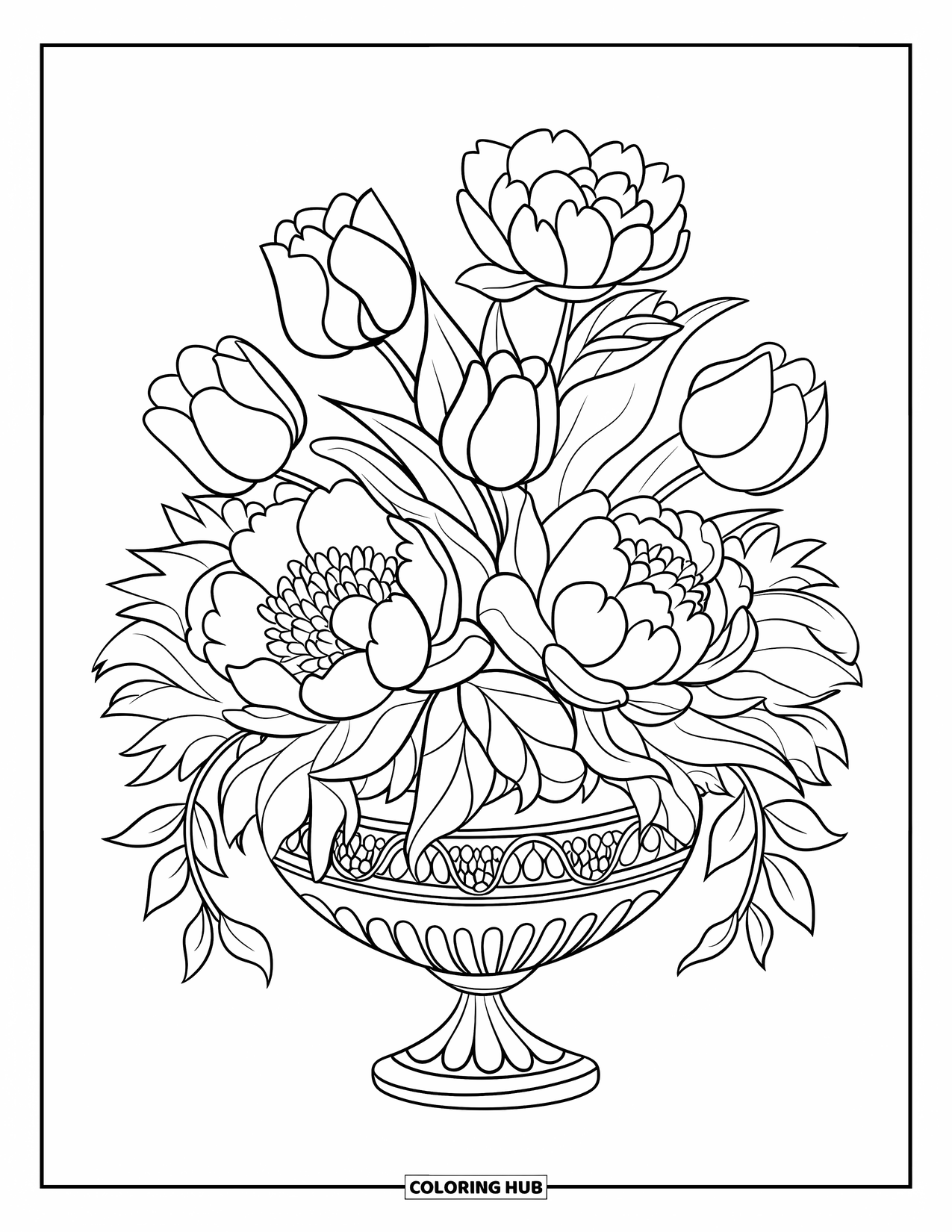 110+ Spring Flowers Coloring Pages for Kids & Adults (Free Printable PDFs)