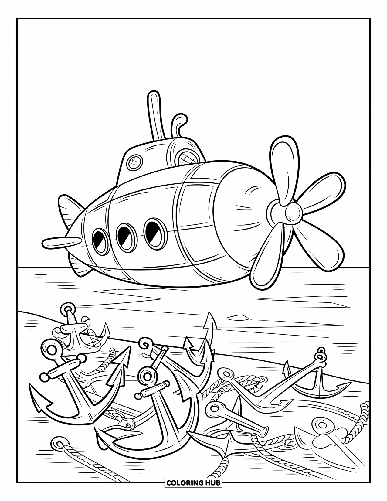 60+ Submarine Coloring Pages for Kids & Adults (Free Printable PDFs)