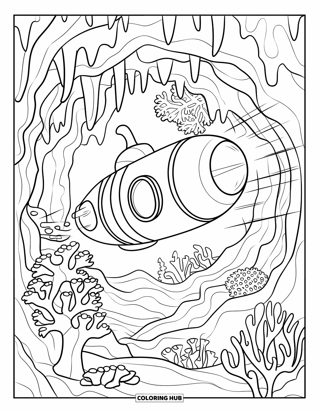 60+ Submarine Coloring Pages for Kids & Adults (Free Printable PDFs)