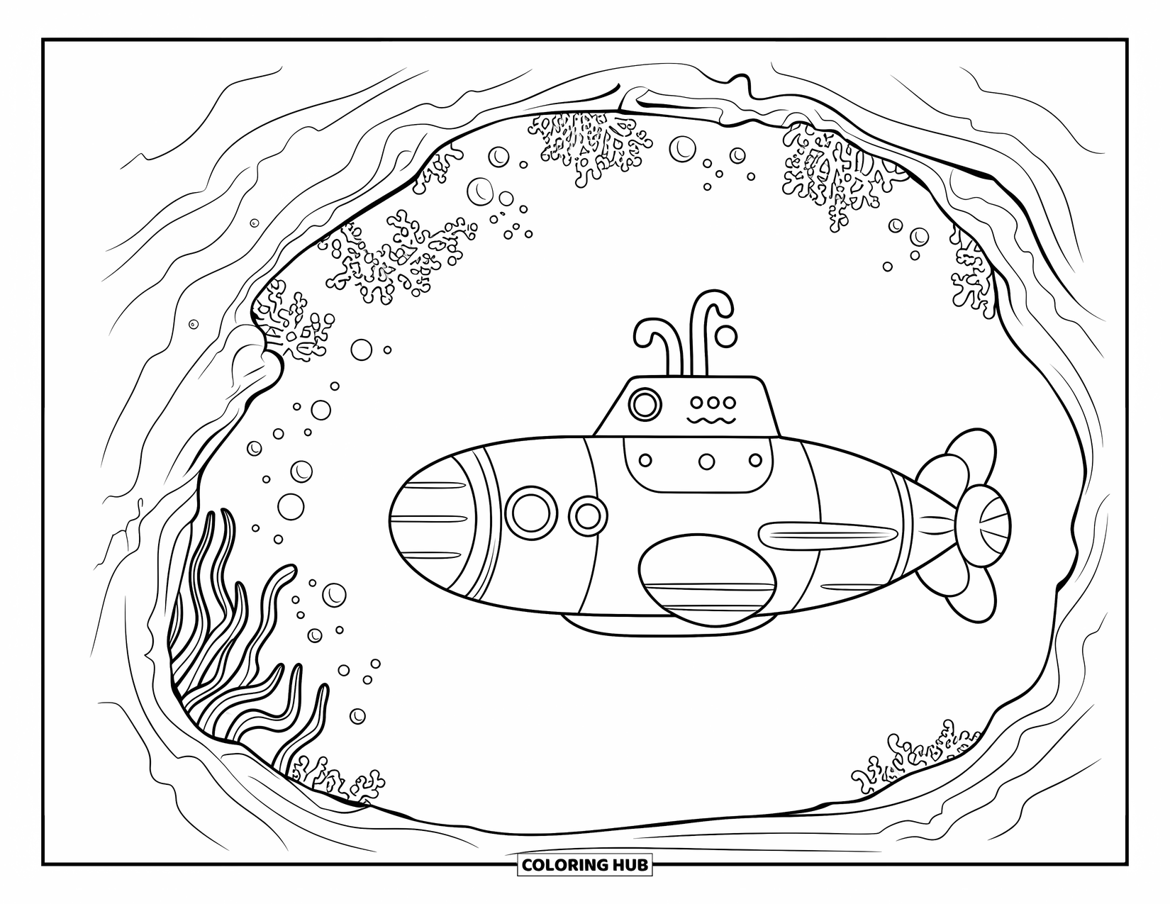 60+ Submarine Coloring Pages for Kids & Adults (Free Printable PDFs)