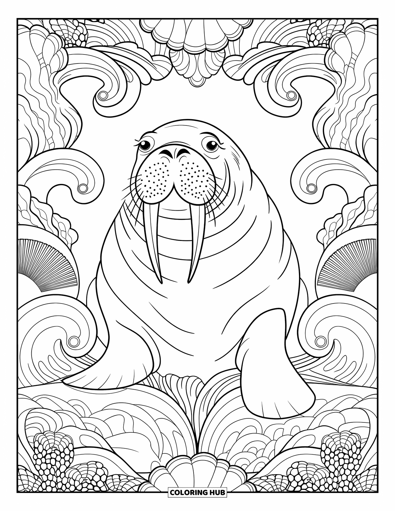 70+ Walrus Coloring Pages for Kids & Adults (Free Printable PDFs)