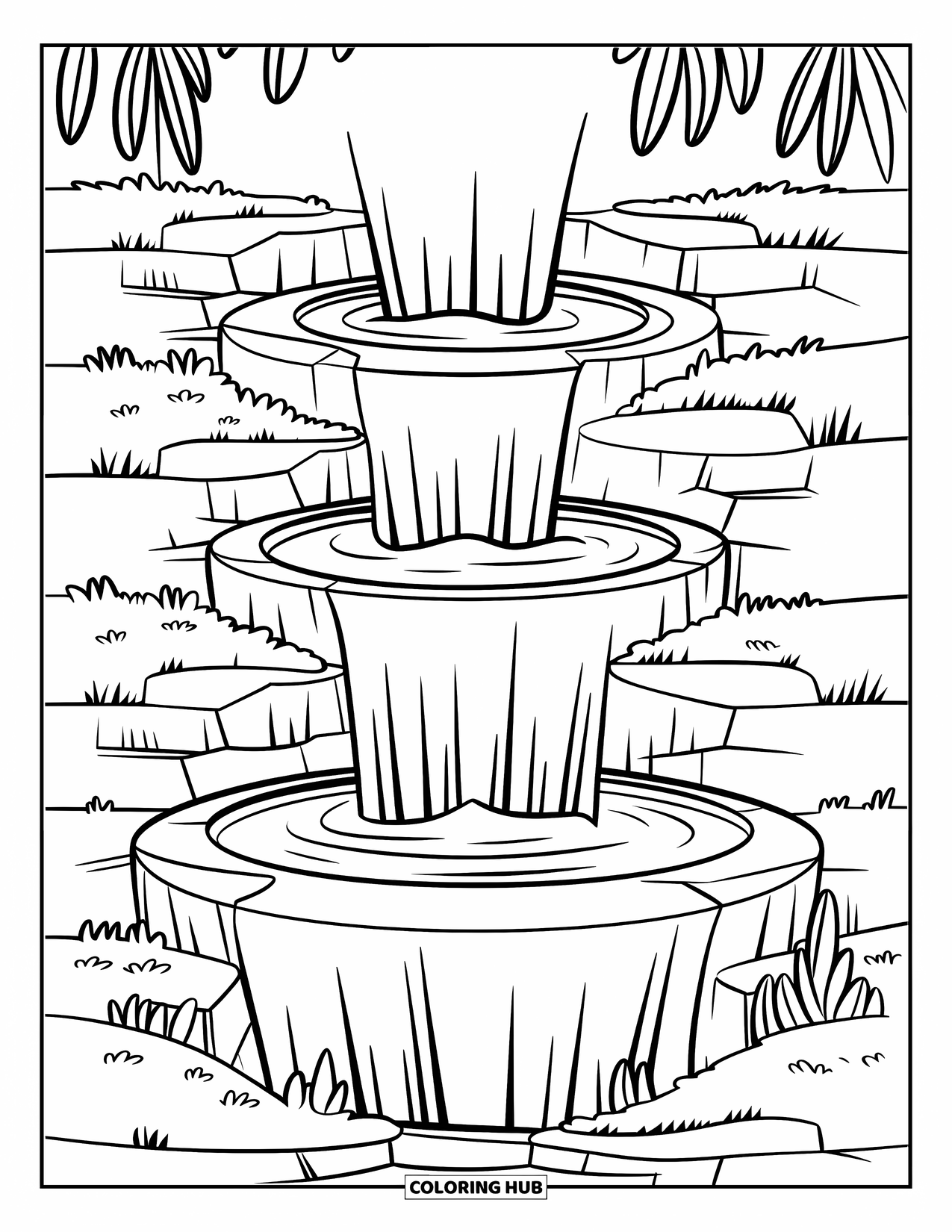 75+ Waterfall Coloring Pages for Kids & Adults (Free Printable PDFs)
