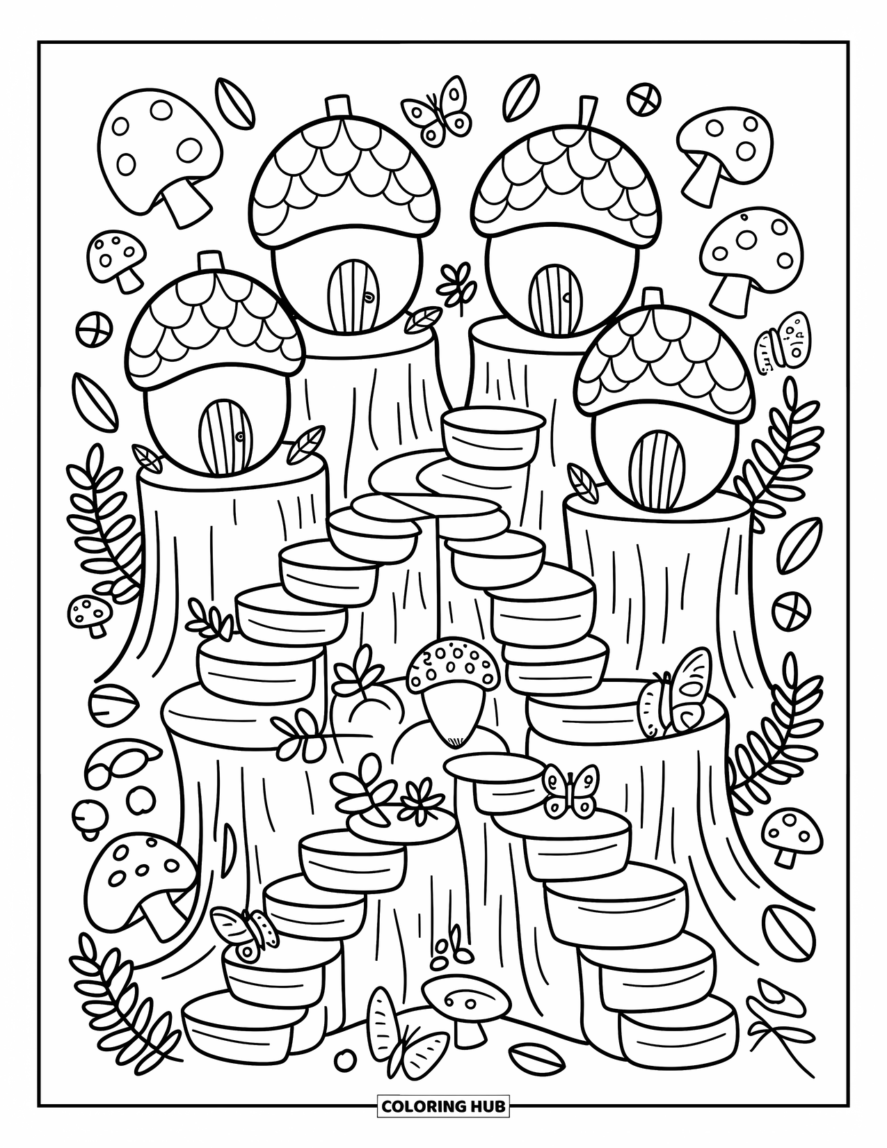 90+ Acorn Coloring Pages for Kids & Adults (Free Printable PDFs)