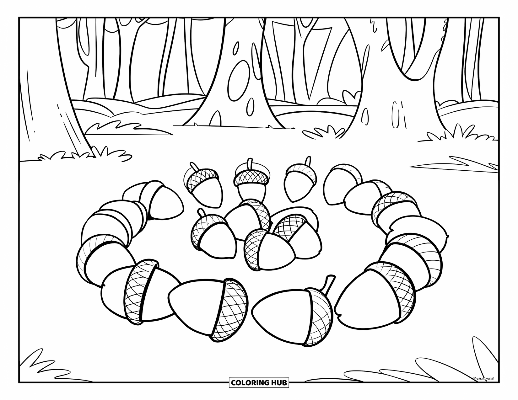 90+ Acorn Coloring Pages for Kids & Adults (Free Printable PDFs)