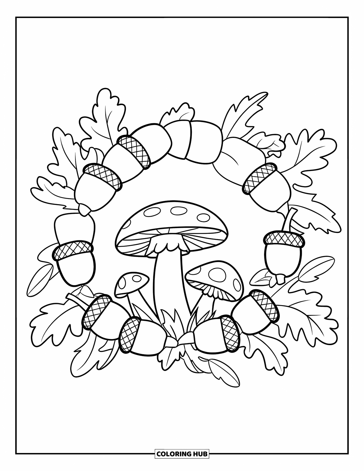 90+ Acorn Coloring Pages for Kids & Adults (Free Printable PDFs)