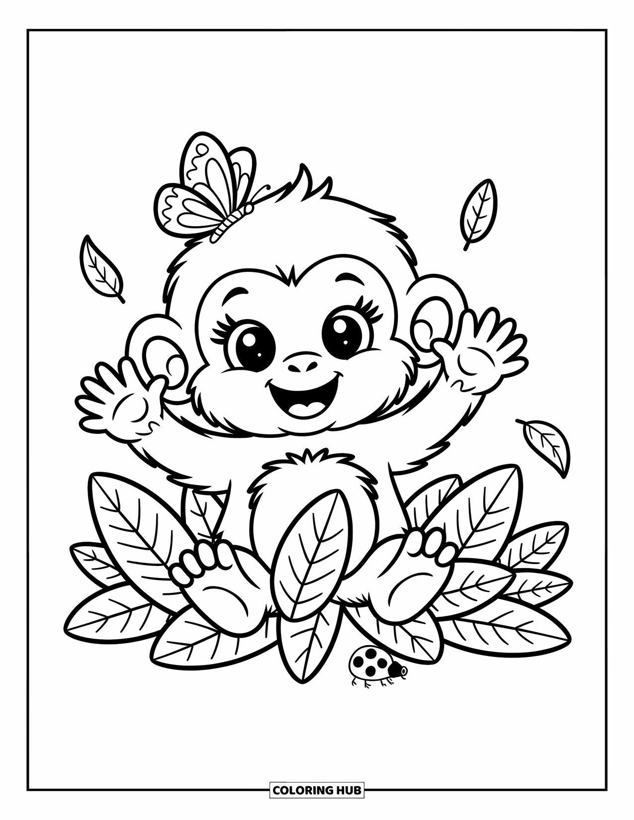 70+ Baby Monkey Coloring Pages for Kids & Adults (Free Printable PDFs)