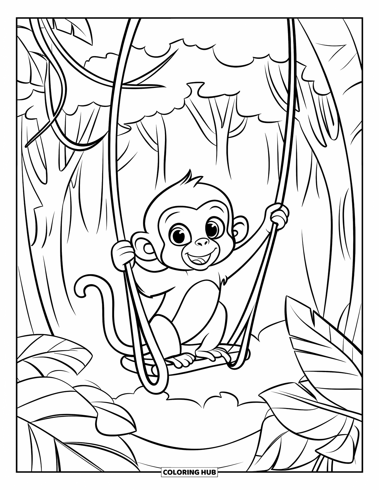 70+ Baby Monkey Coloring Pages for Kids & Adults (Free Printable PDFs)
