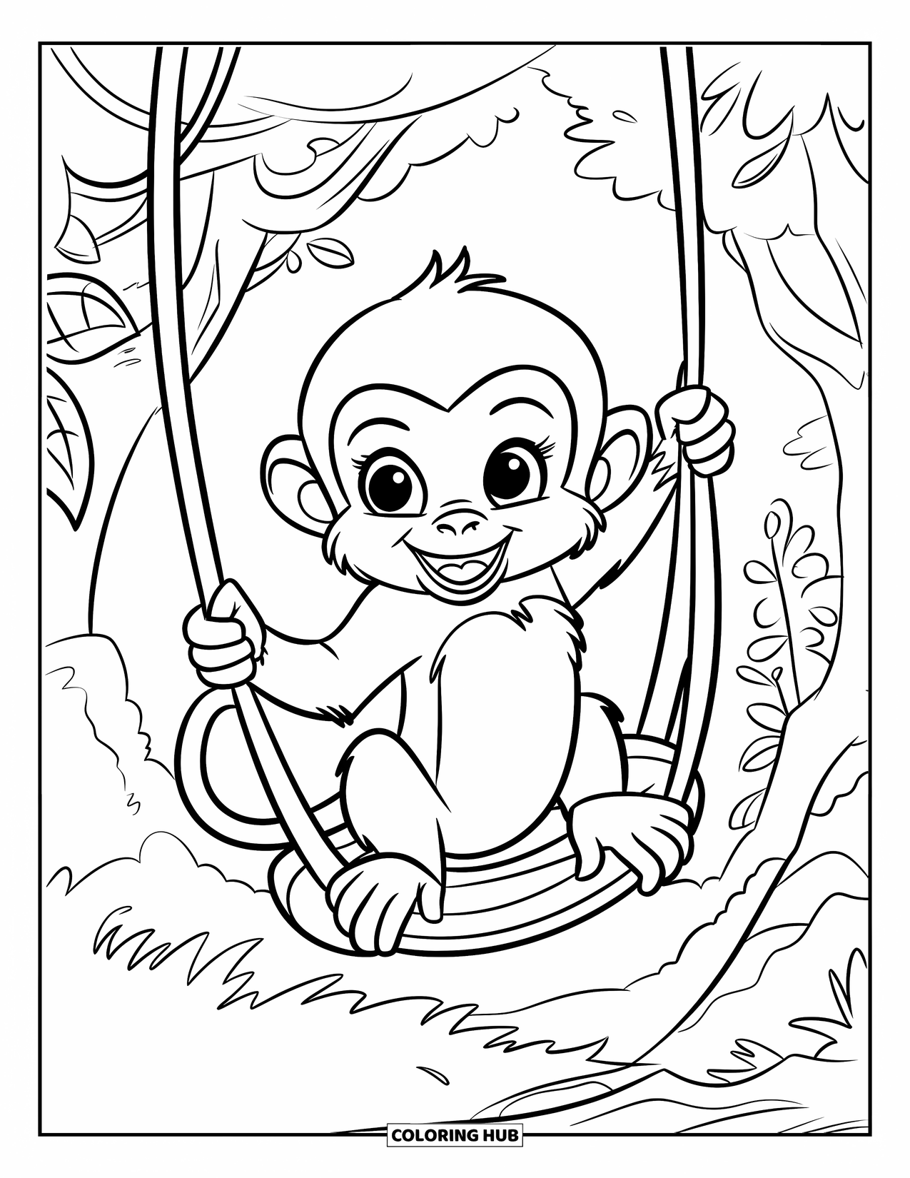 70+ Baby Monkey Coloring Pages for Kids & Adults (Free Printable PDFs)