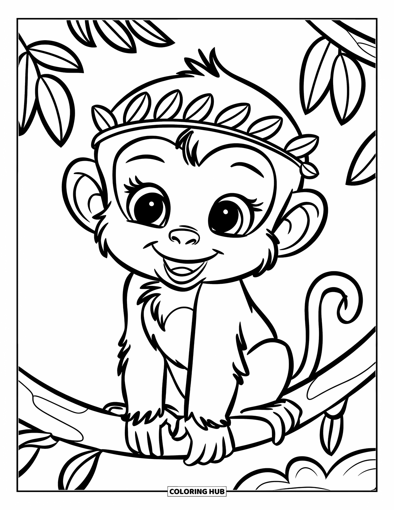 70+ Baby Monkey Coloring Pages for Kids & Adults (Free Printable PDFs)