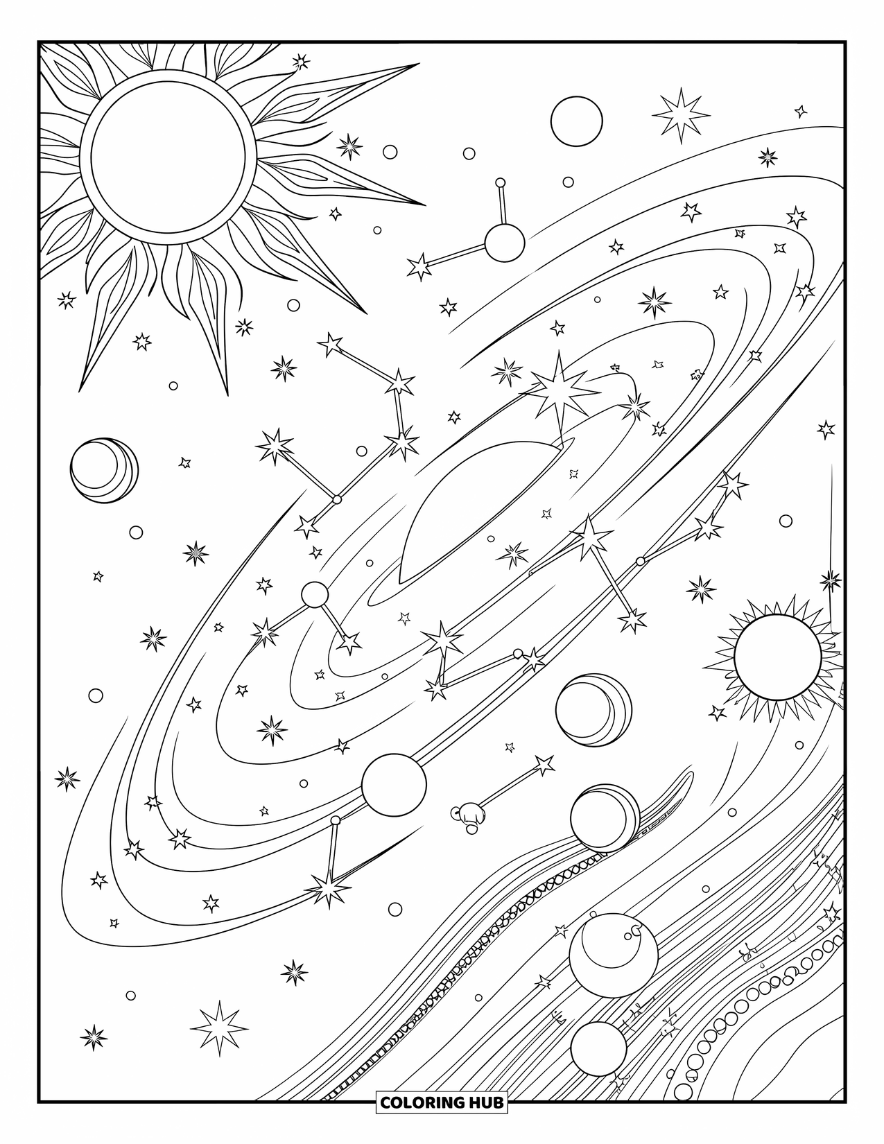 80+ Celestial Coloring Pages for Kids & Adults (Free Printable PDFs)