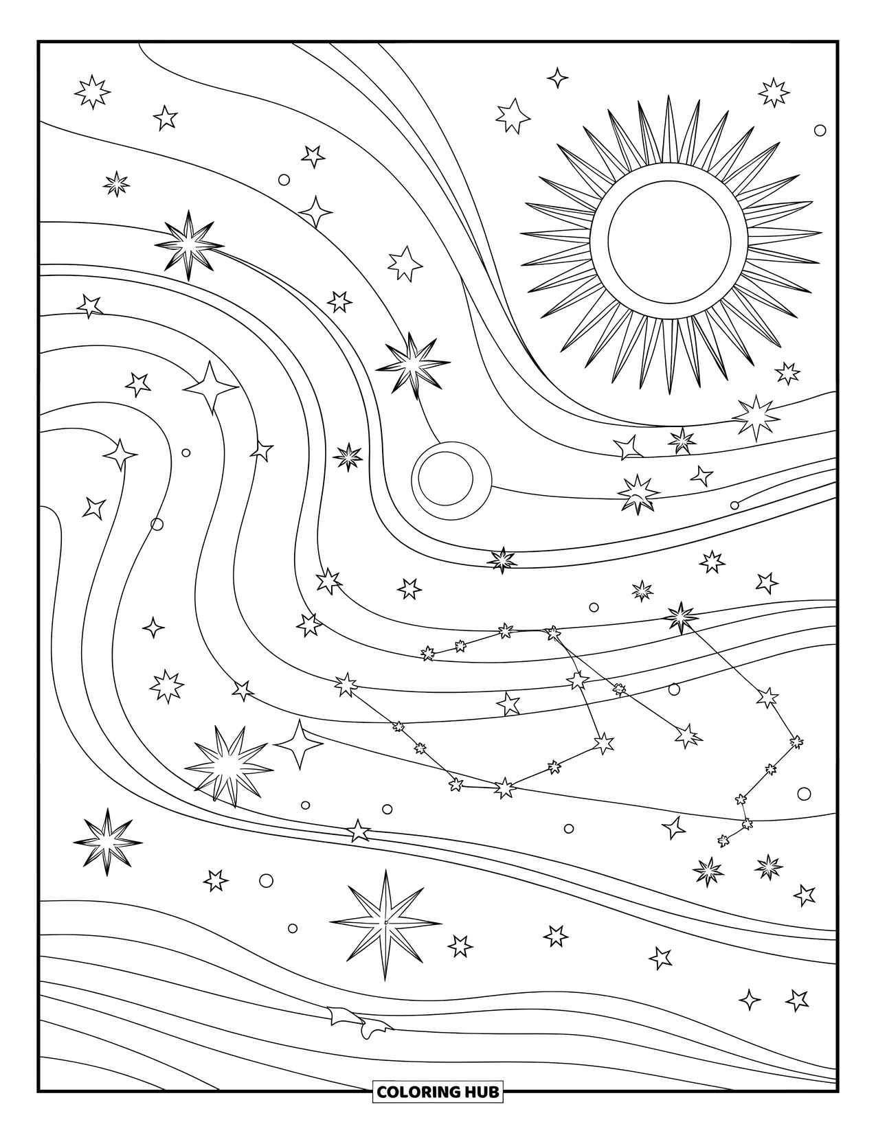80+ Celestial Coloring Pages for Kids & Adults (Free Printable PDFs)
