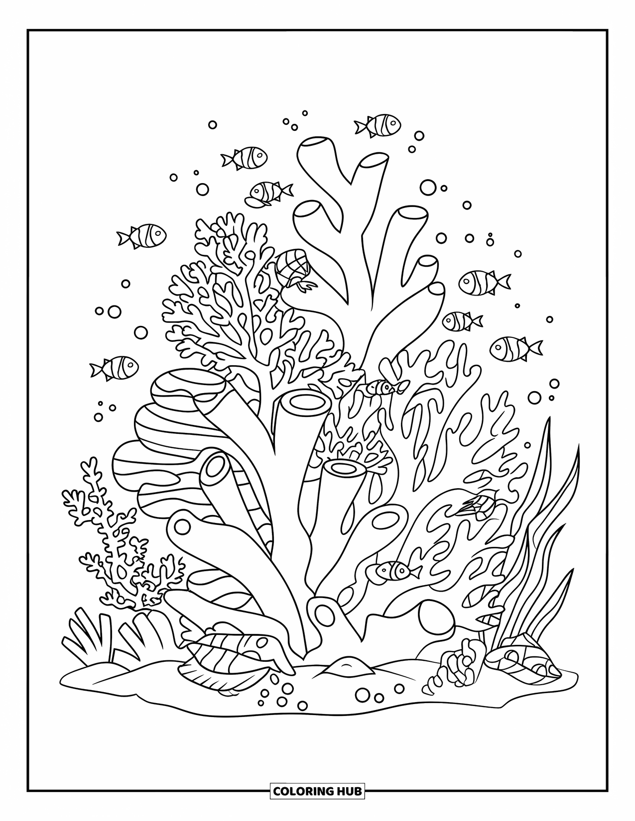 65+ Coral Coloring Pages for Kids & Adults (Free Printable PDFs)