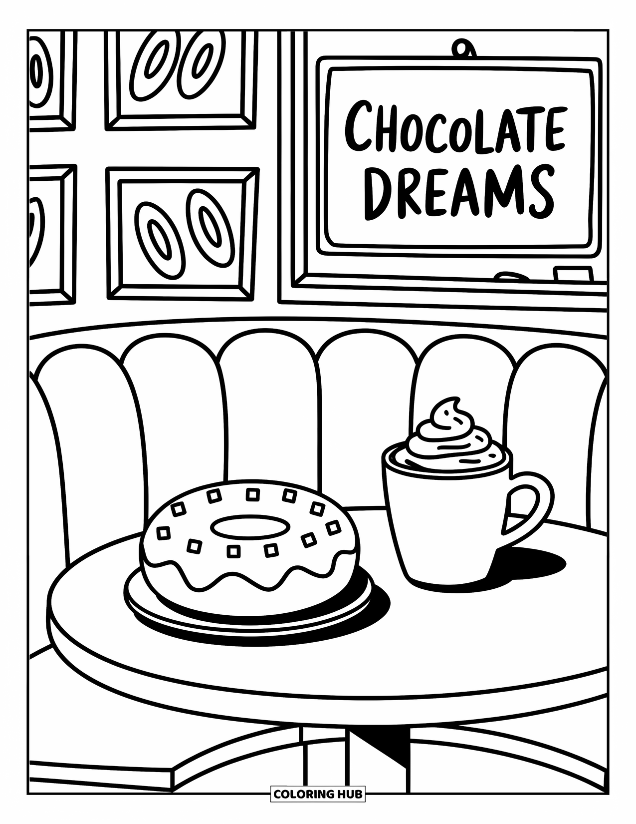 75+ Doughnut Coloring Pages for Kids & Adults (Free Printable PDFs)