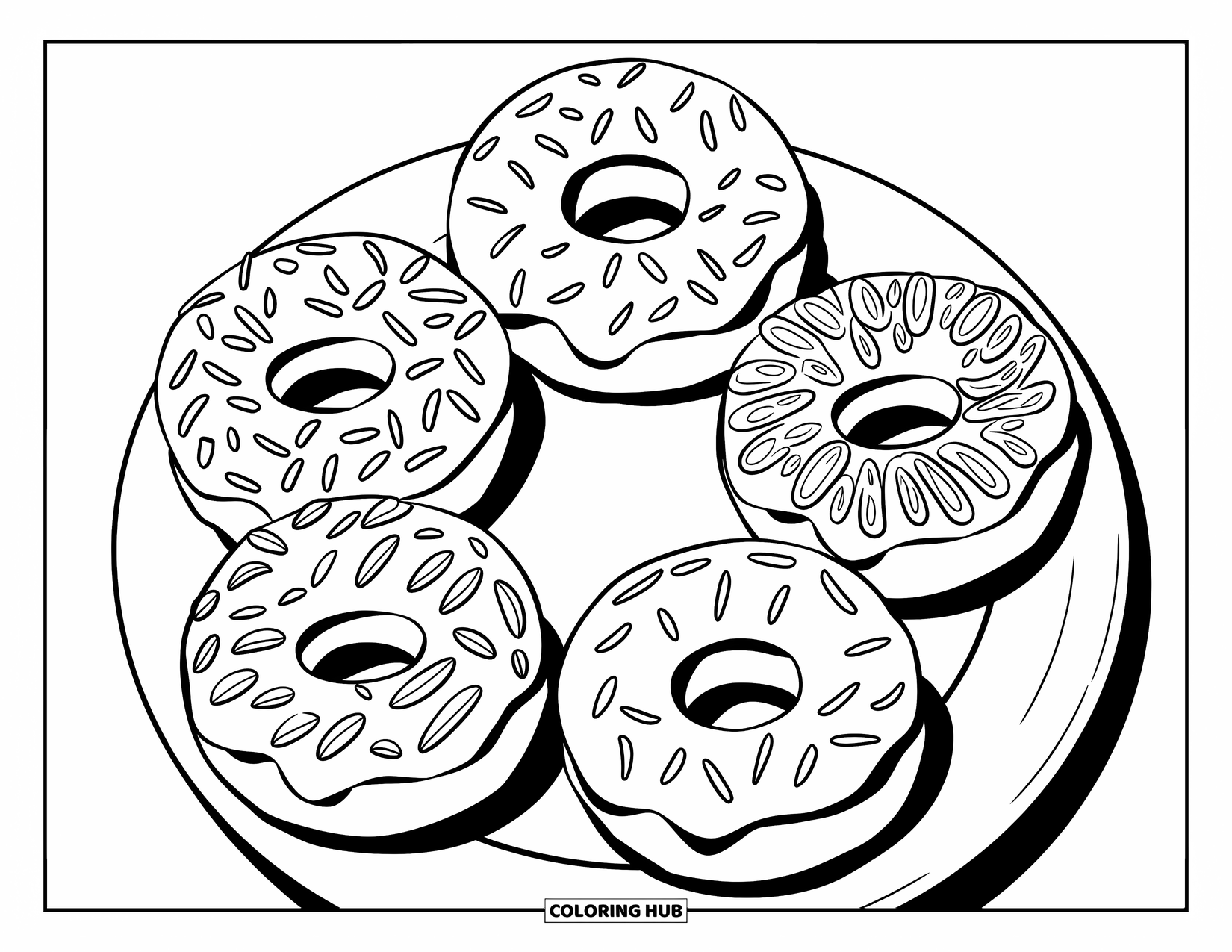 75+ Doughnut Coloring Pages for Kids & Adults (Free Printable PDFs)