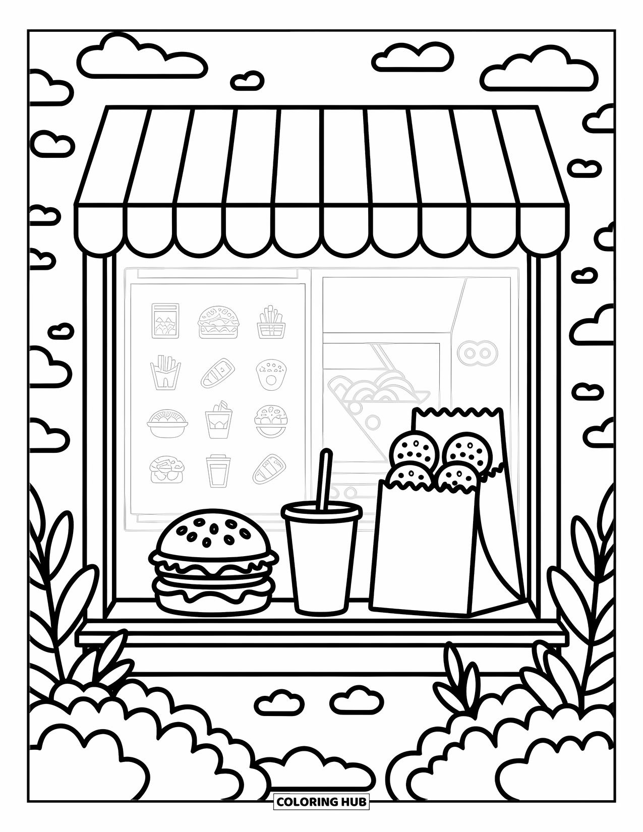 80+ Fast Food Coloring Pages for Kids & Adults (Free Printable PDFs)