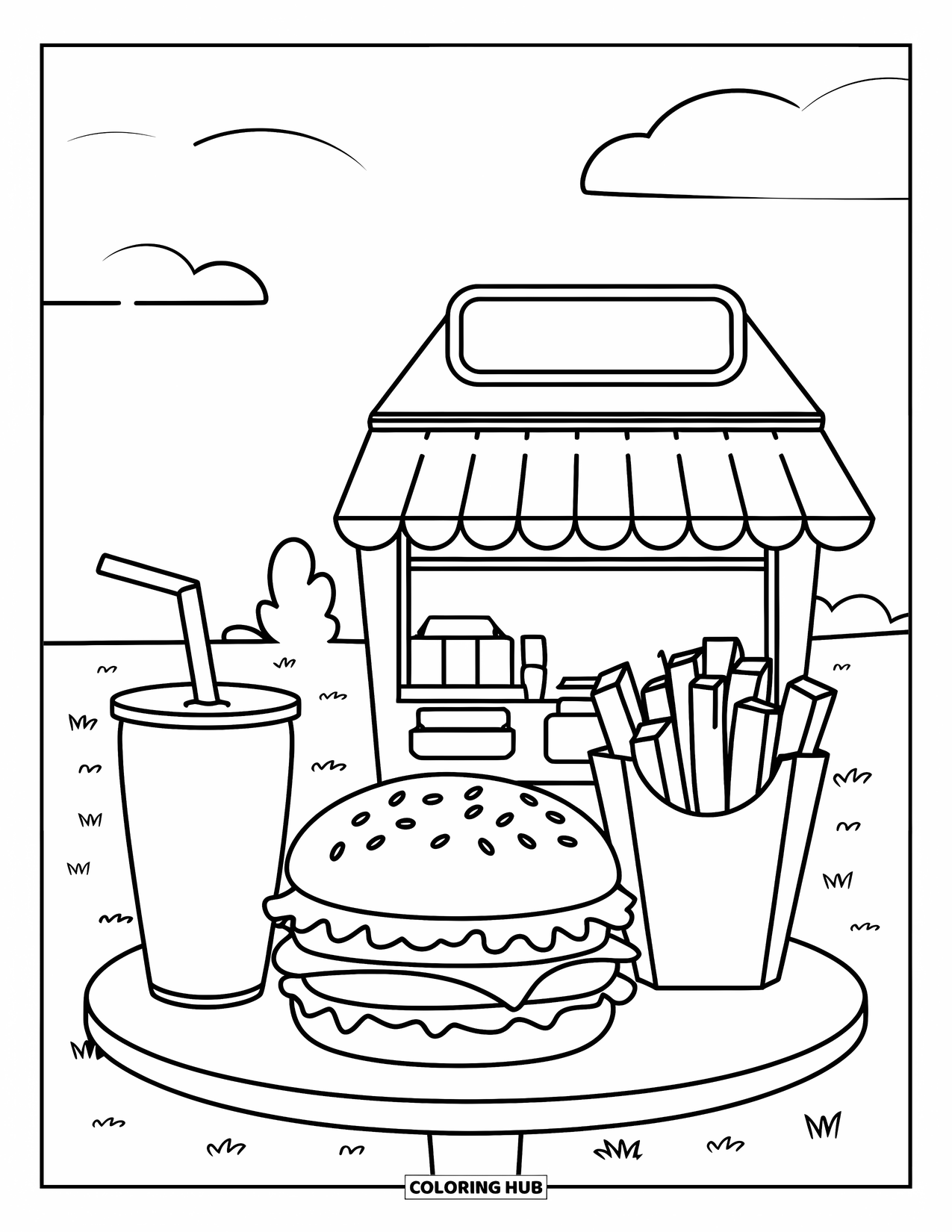 80+ Fast Food Coloring Pages for Kids & Adults (Free Printable PDFs)