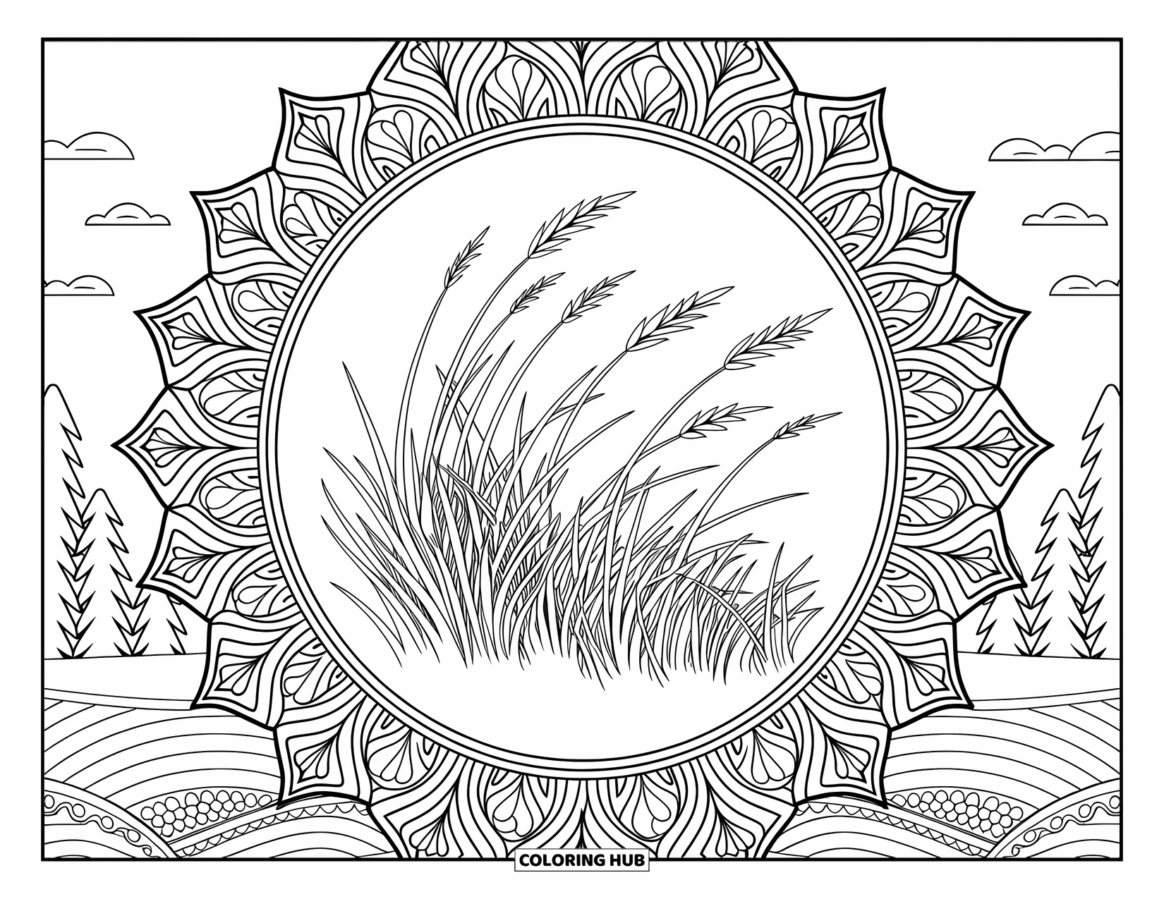 70+ Grass Coloring Pages for Kids & Adults (Free Printable PDFs)