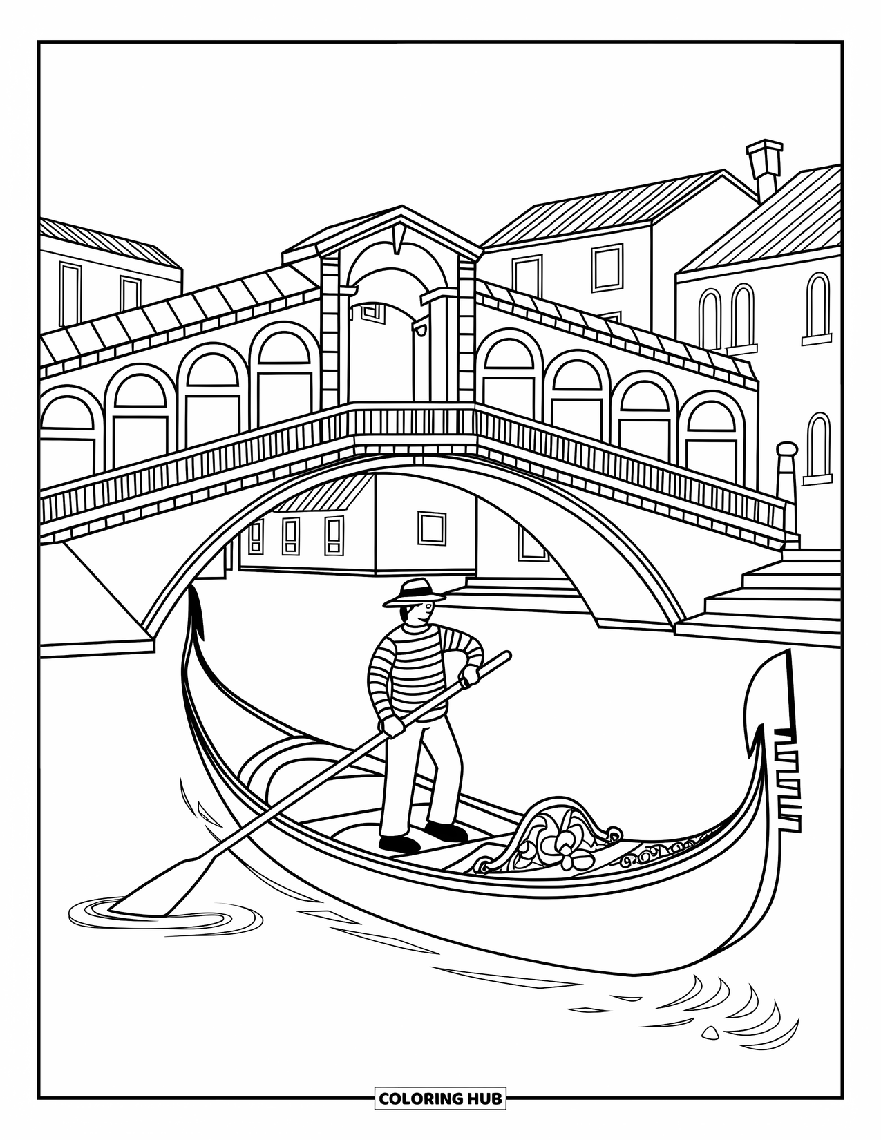 Gondolas In Venice Italy Coloring Page Sketch Coloring Page