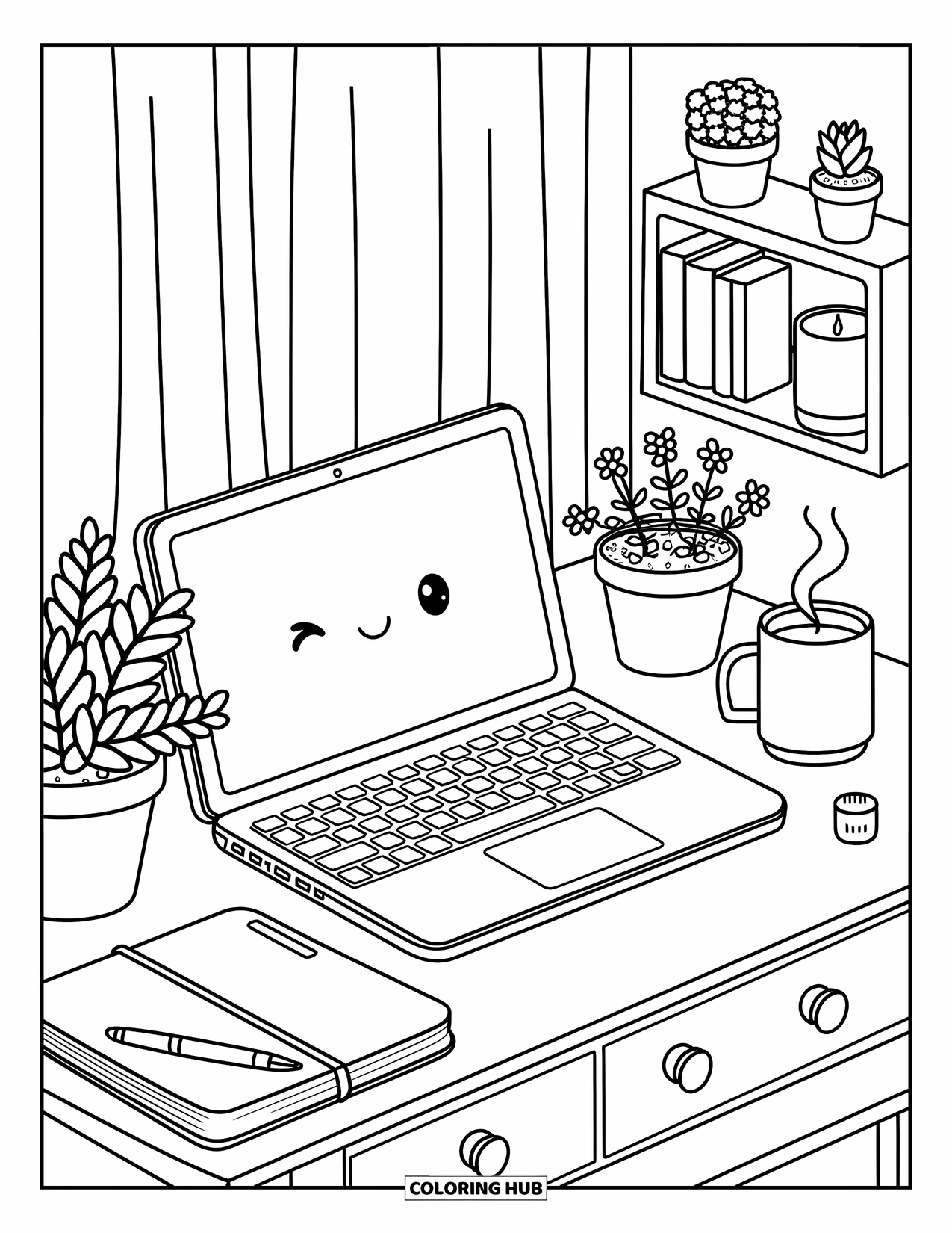 80+ Laptop Coloring Pages for Kids & Adults (Free Printable PDFs)